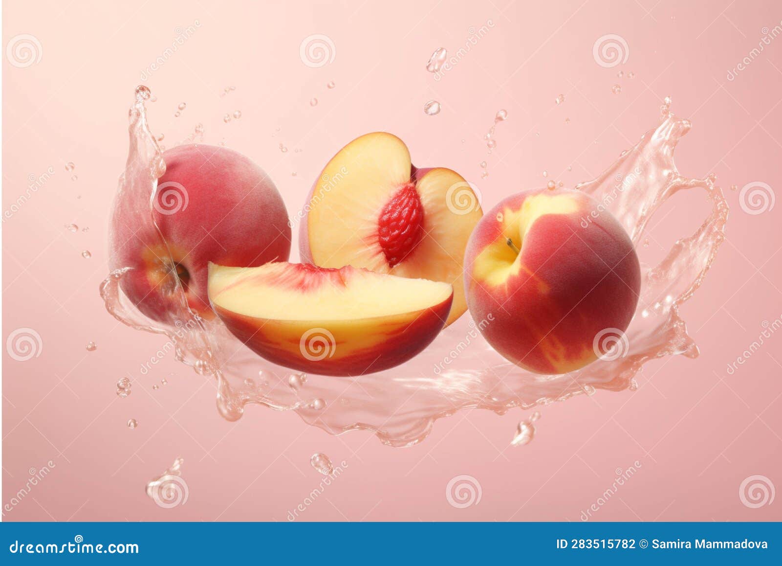Peaches with Water Drops Isolated Stock Illustration - Illustration of ...
