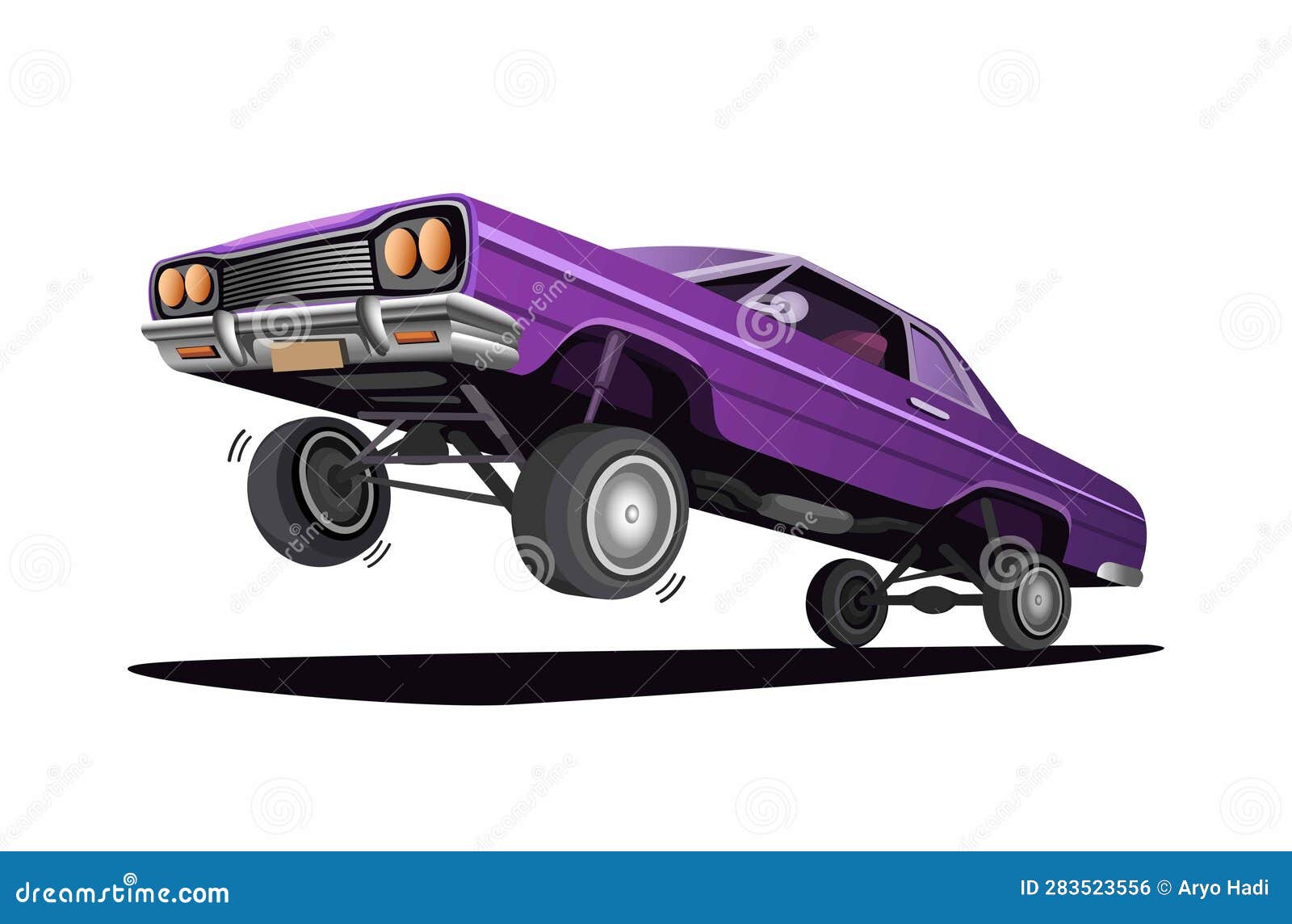Hydraulic Lowrider Car Jump and Hop Freestyle Cartoon Illustration ...