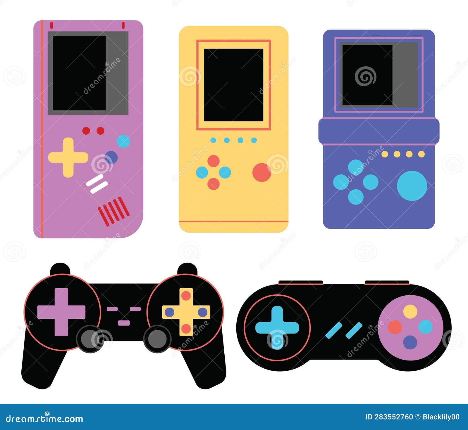 Retro Games Vintage Videogame Consoles Stock Vector - Illustration of ...