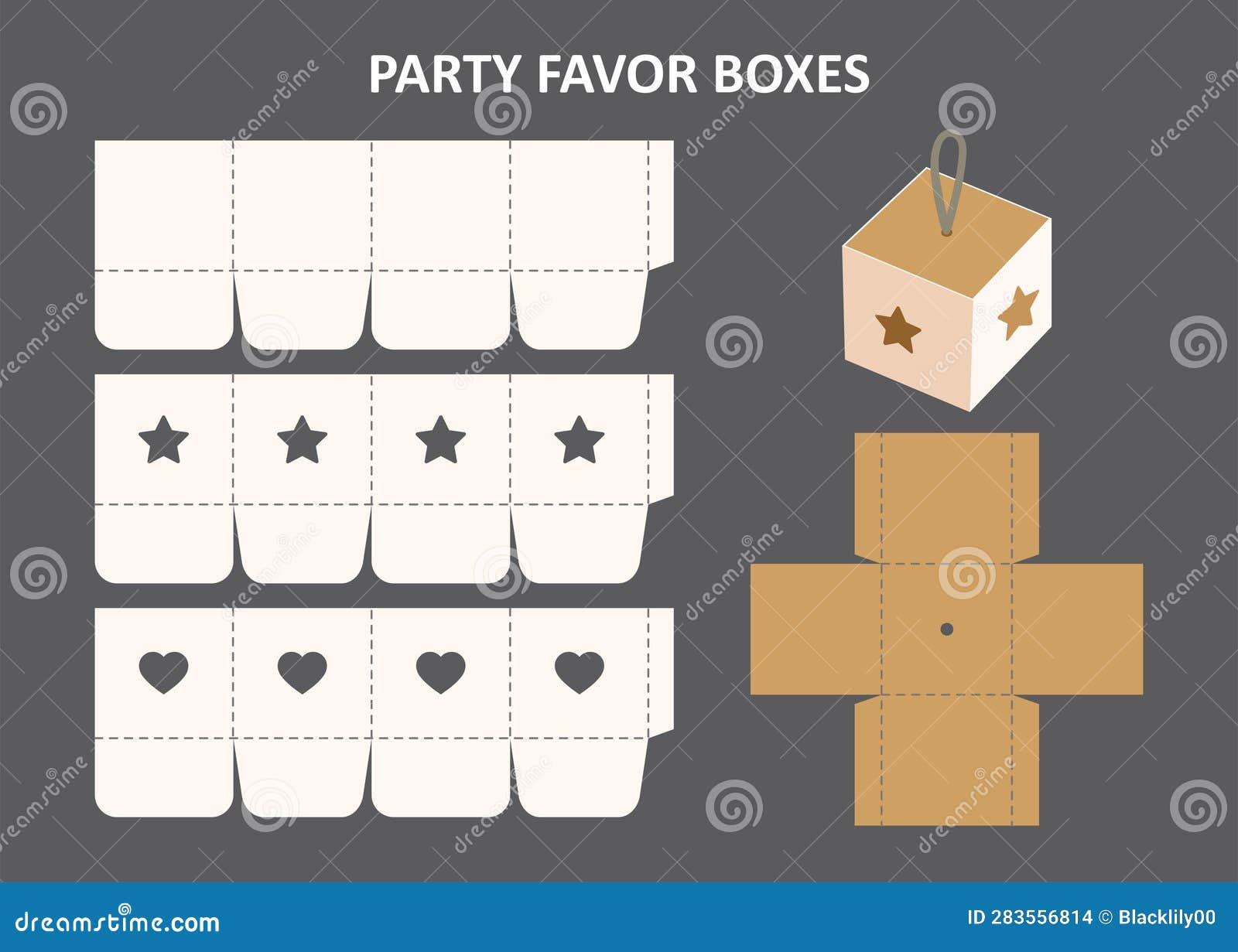 Party Favor Boxes Template Cut File Stock Vector - Illustration of ...