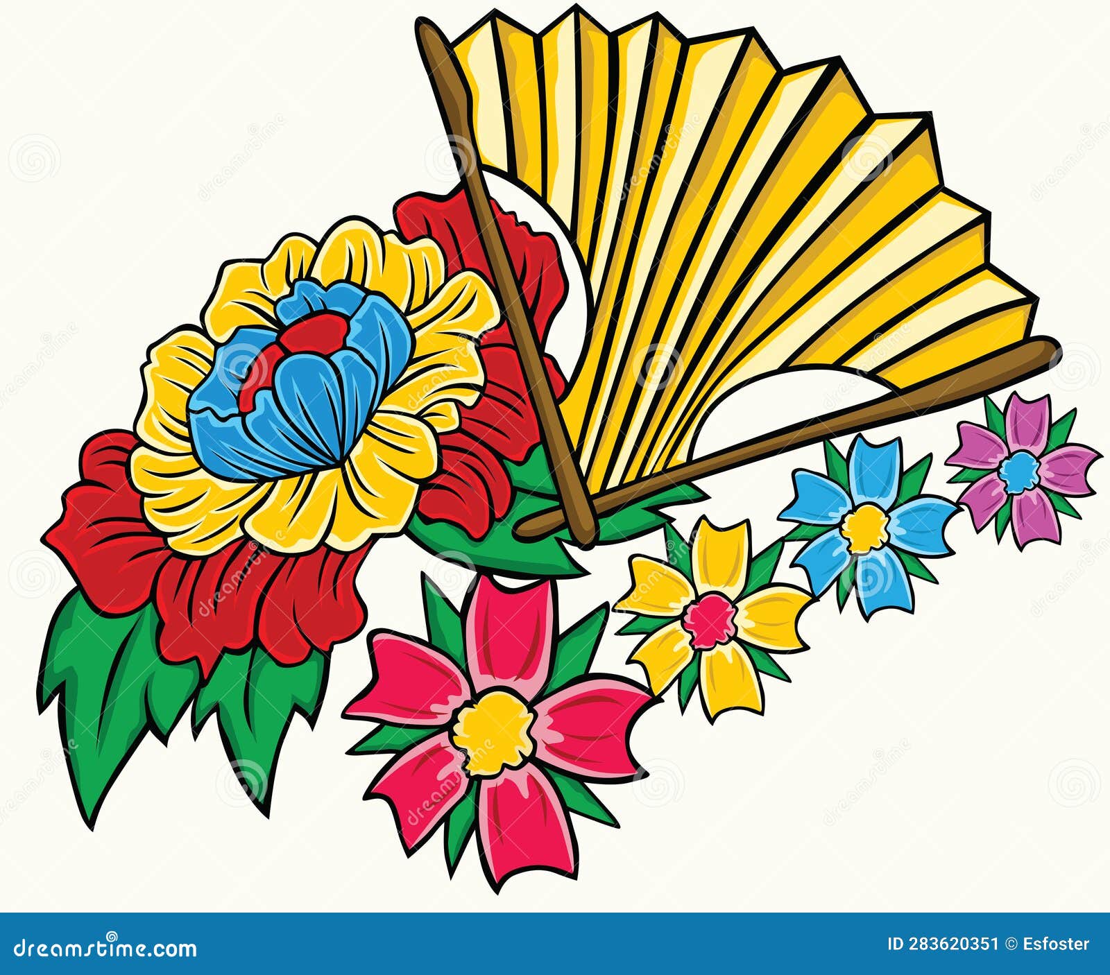 Design fan with on flower stock vector. Illustration of drawing - 283620351
