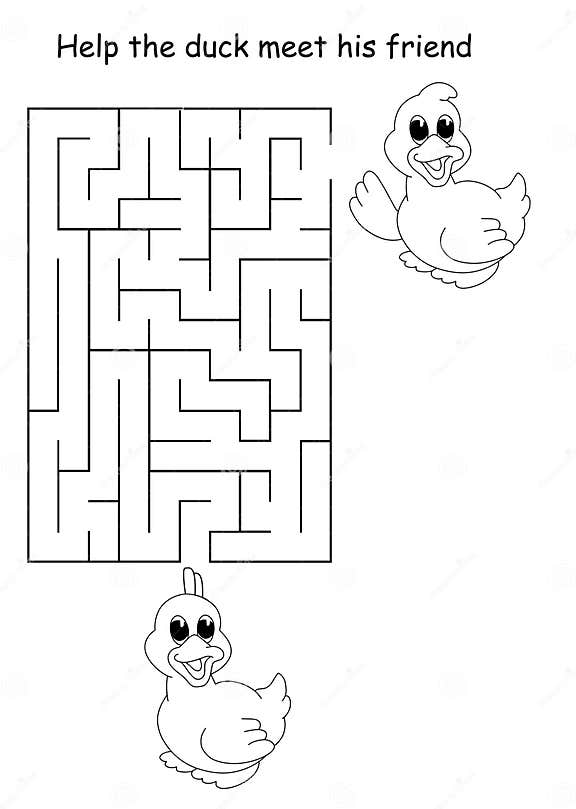 A Duck Maze Page Puzzle for Kid Education Illustration Stock Vector - Illustration of cartoon ...
