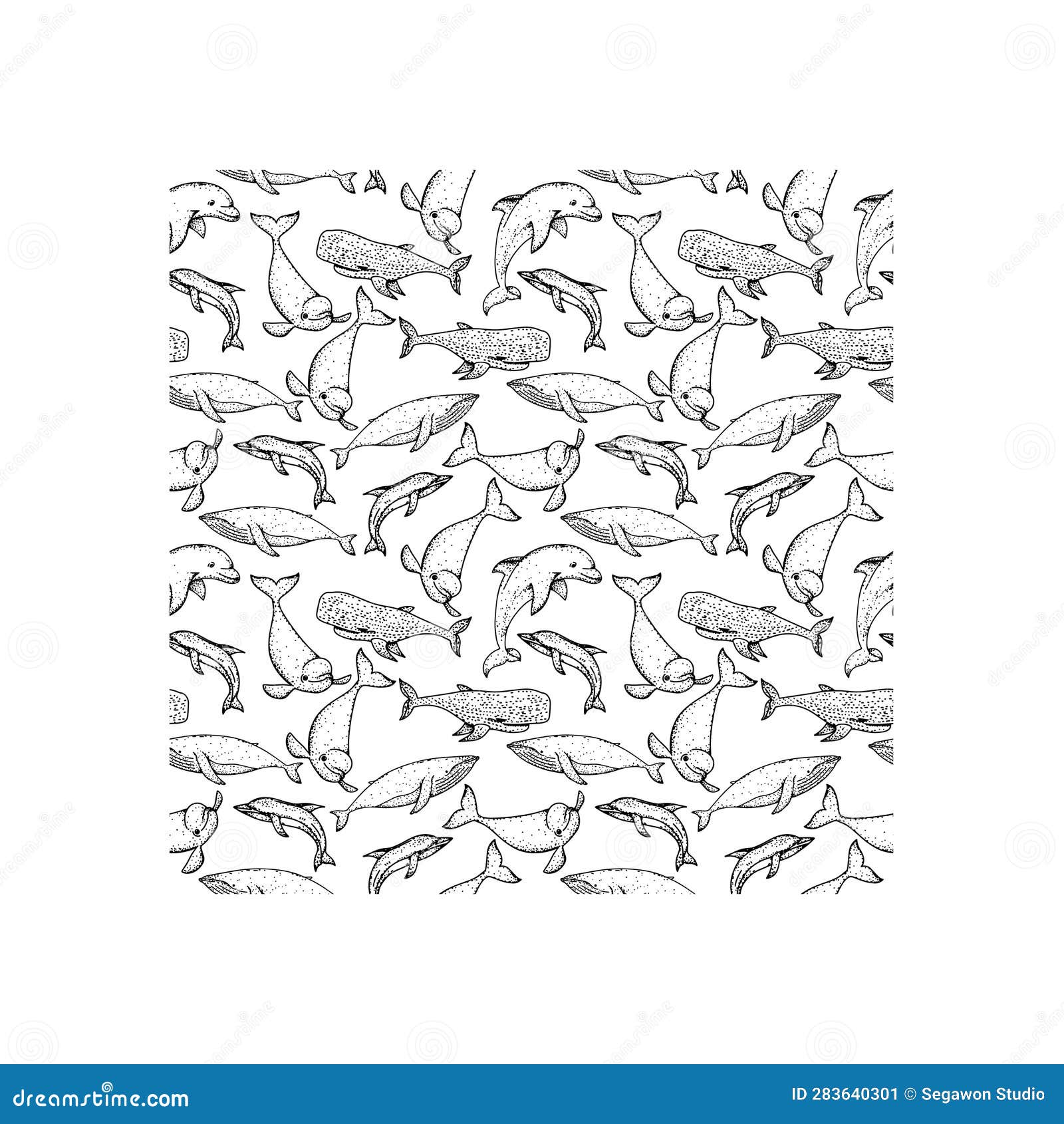 Dolphin Design Pattern Hand Draw Ilustration Design Stock Vector ...