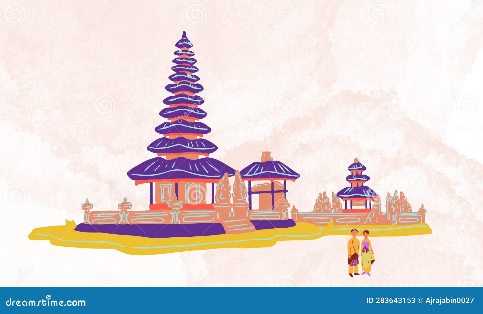 Beautiful Ancient Time Historic Buildings Illustration Stock ...