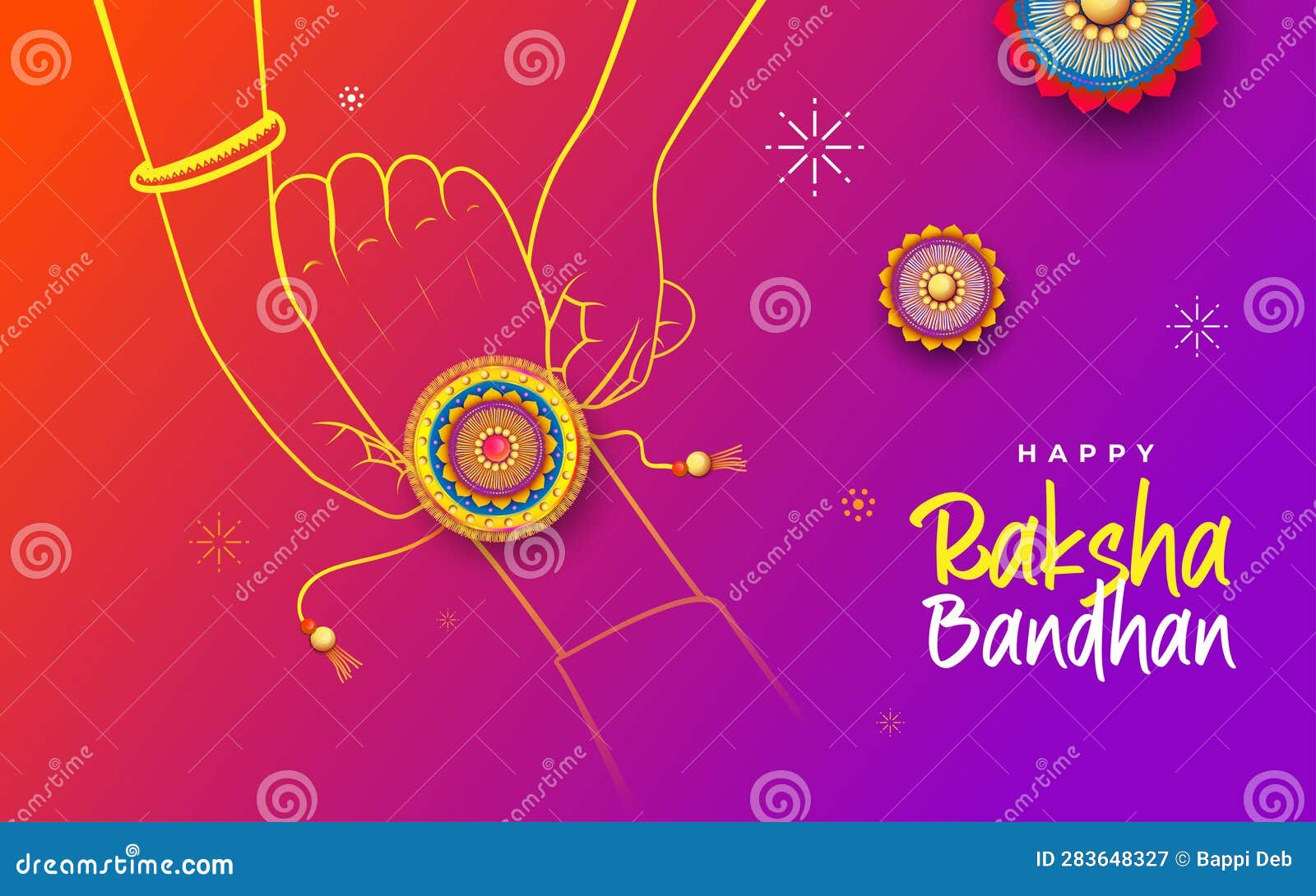 Happy Raksha Bandhan Celebration Concept With Illustration Of Indian ...