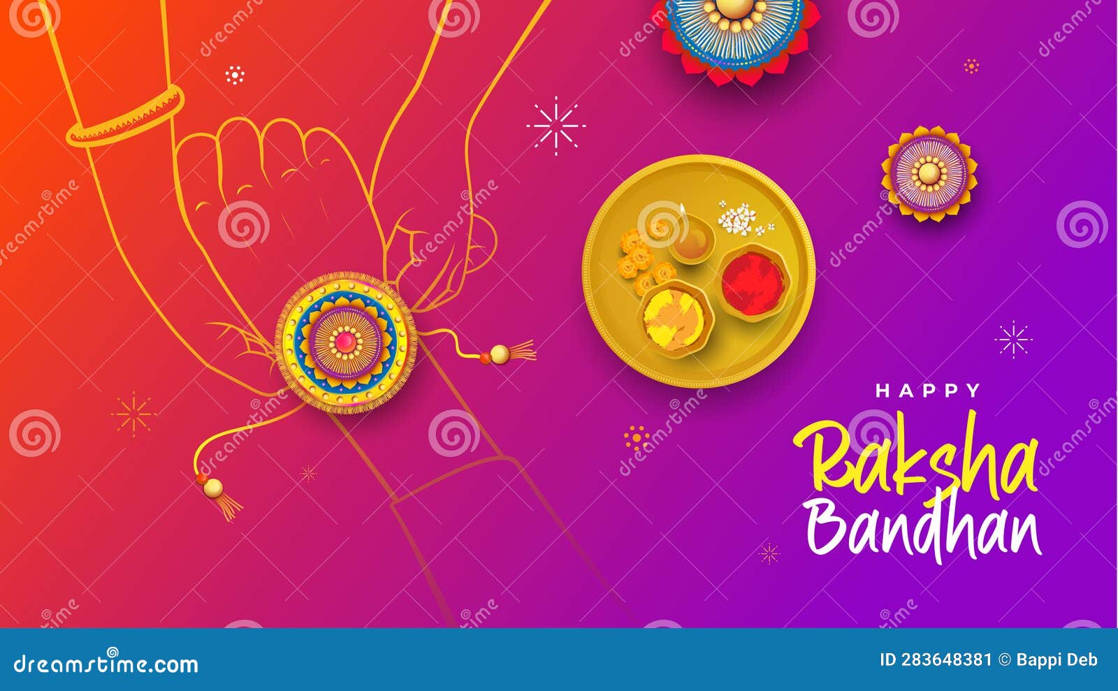 Happy Raksha Bandhan Celebration Concept With Illustration Of Indian ...