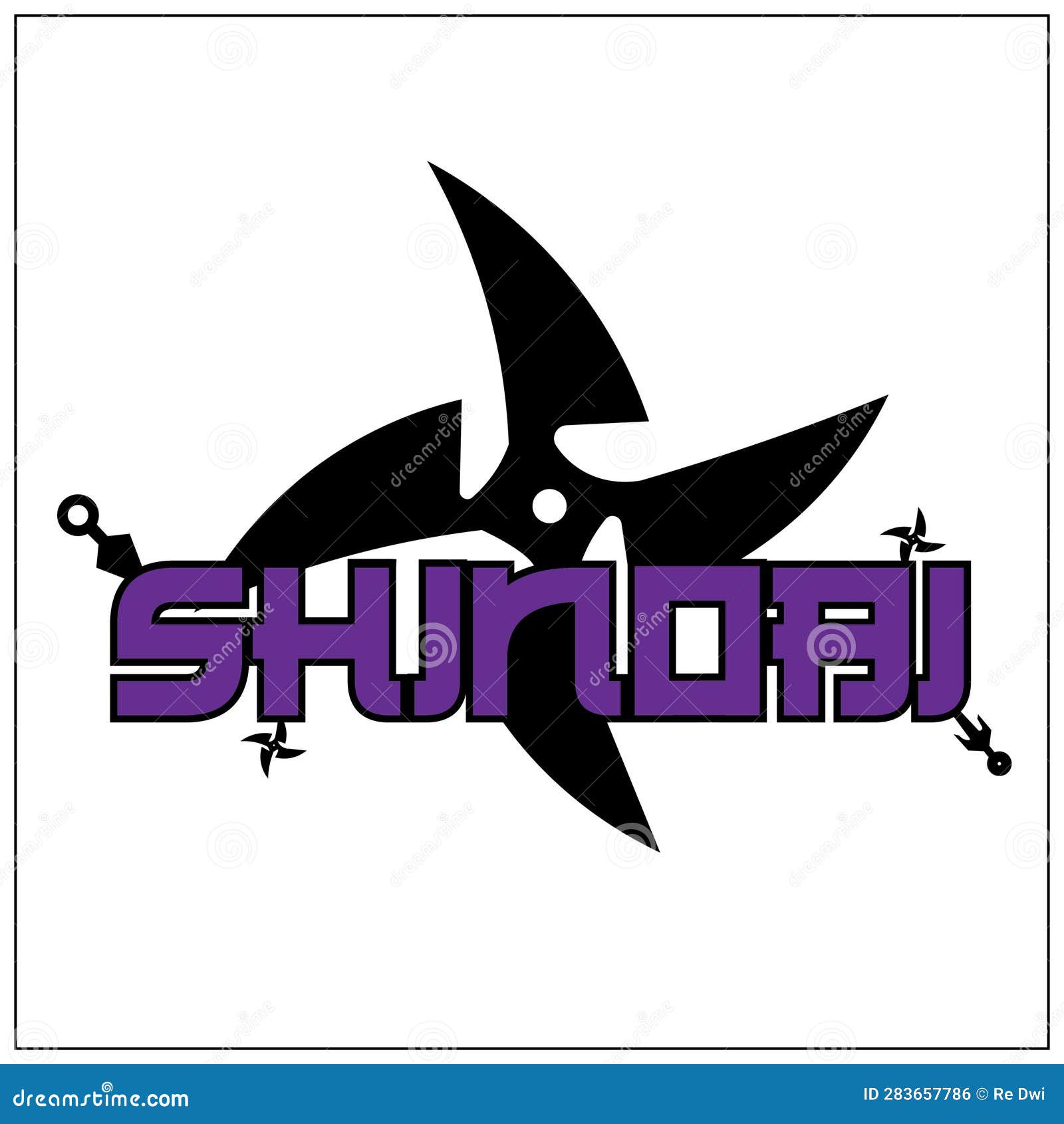 Vector Design of the Word "shinobi" in Purple Colors,shuriken and Kuna ...