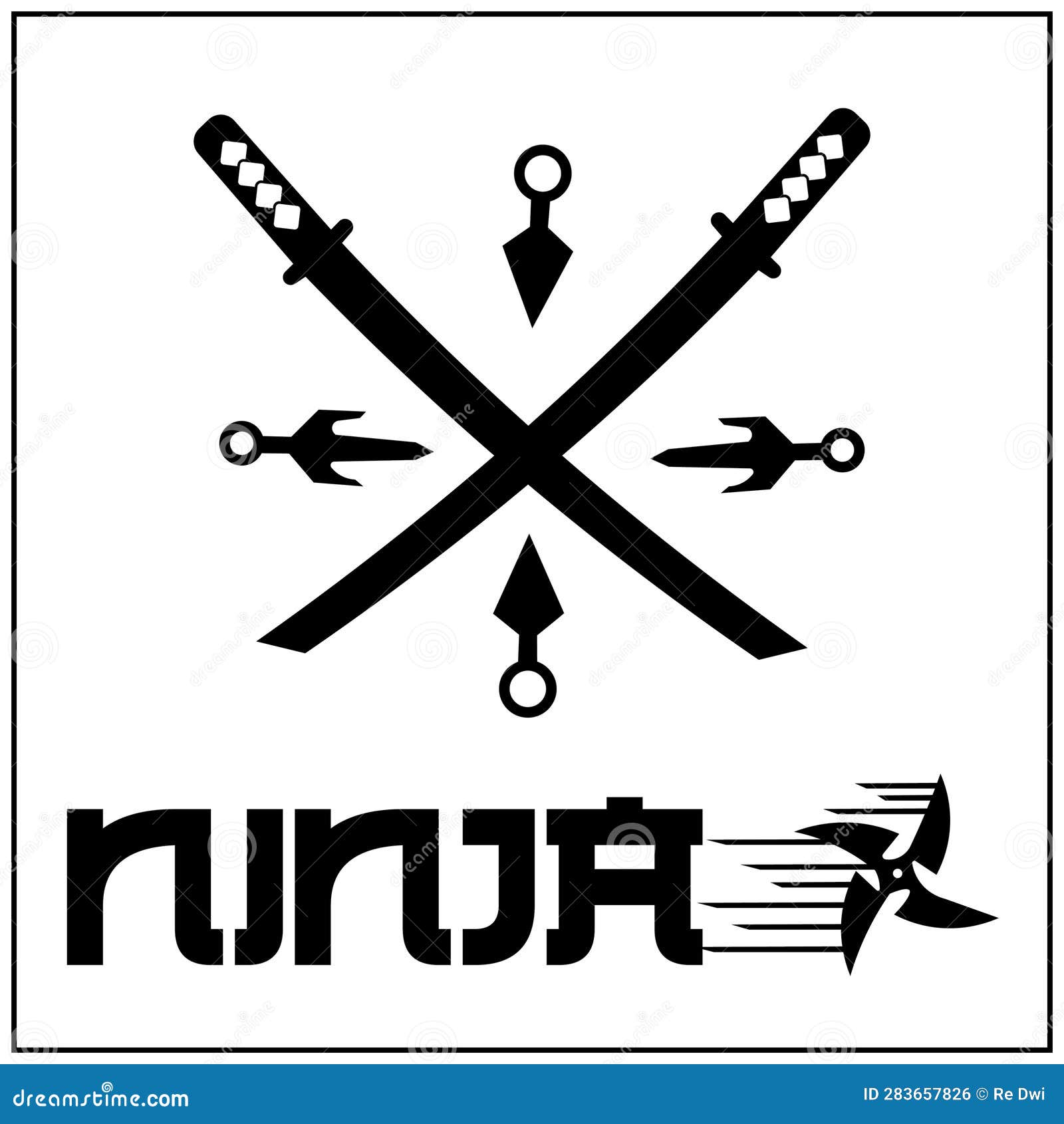 Ninja Illustration Vector Design with Ninja Weapons,katana and Shuriken ...