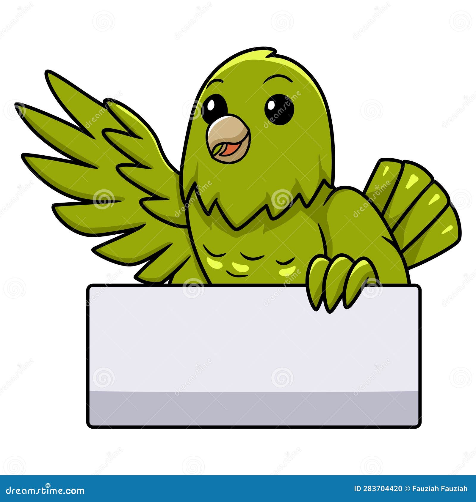 Cute Green Canary Cartoon Waving Hand Stock Vector - Illustration of ...