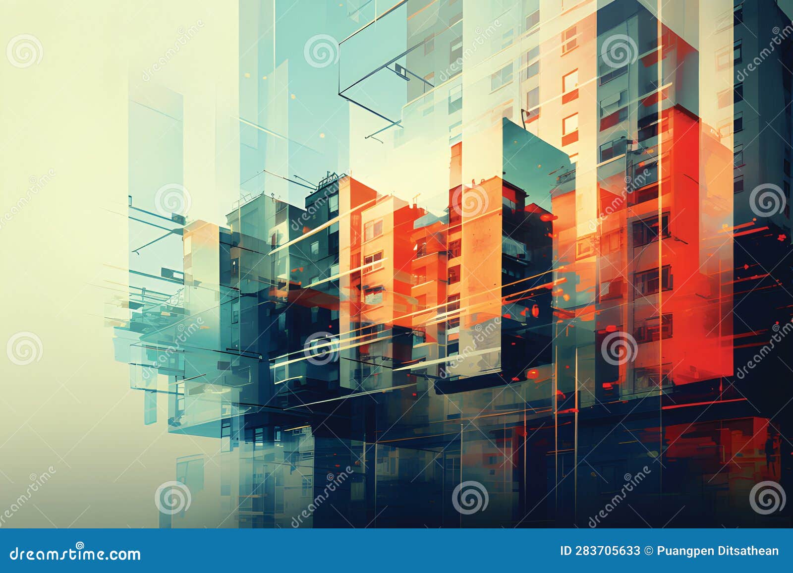 Abstract Art Deco of Building.GenerativeAI. Stock Illustration ...
