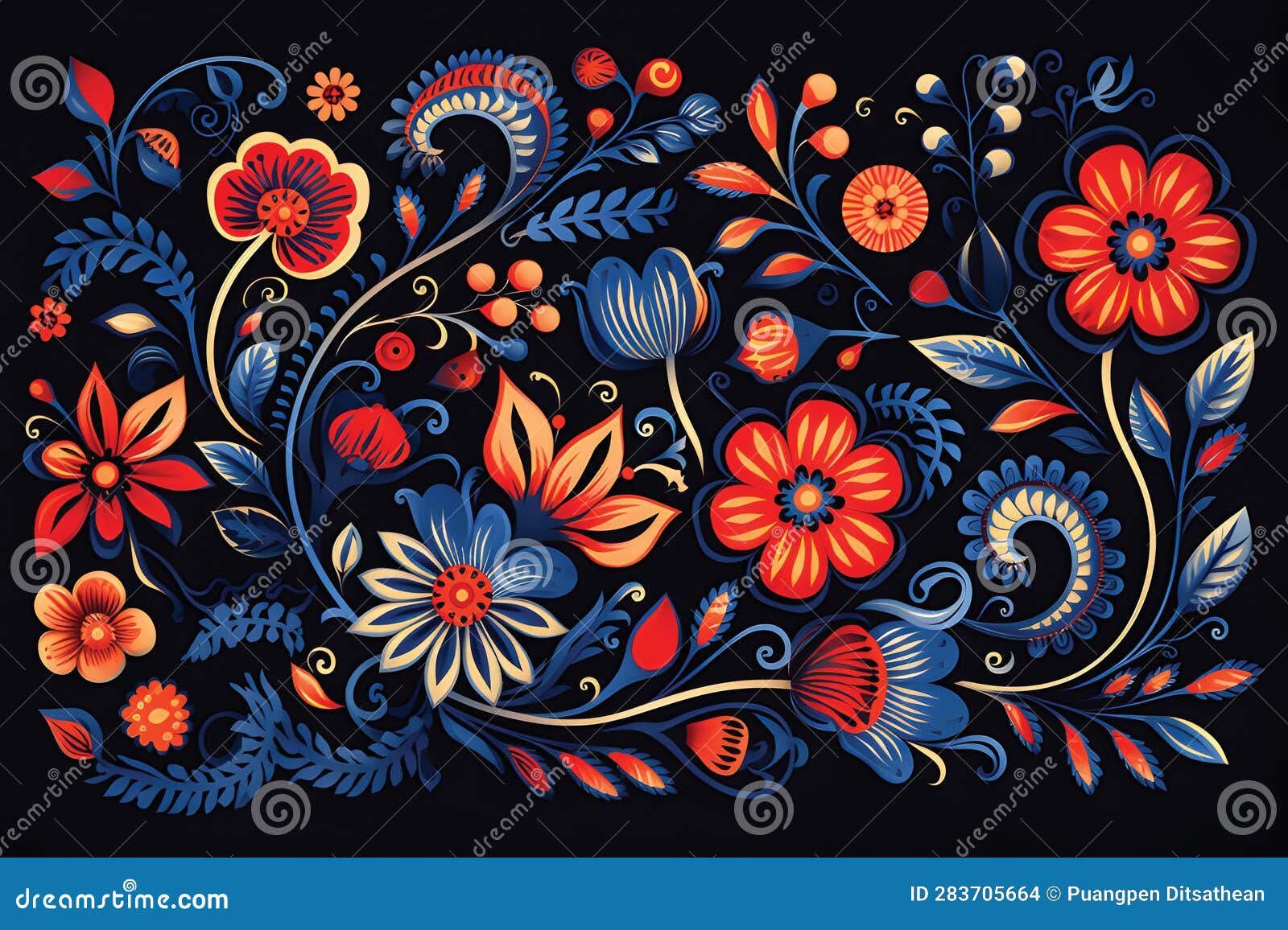 Bicolor Vector Floral Pattern Design for Wallpaper.GenerativeAI. Stock ...