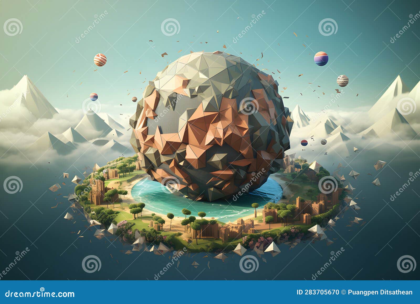 Polygonal Planet Earth Vector Illustration Low Poly Design.GenerativeAI ...