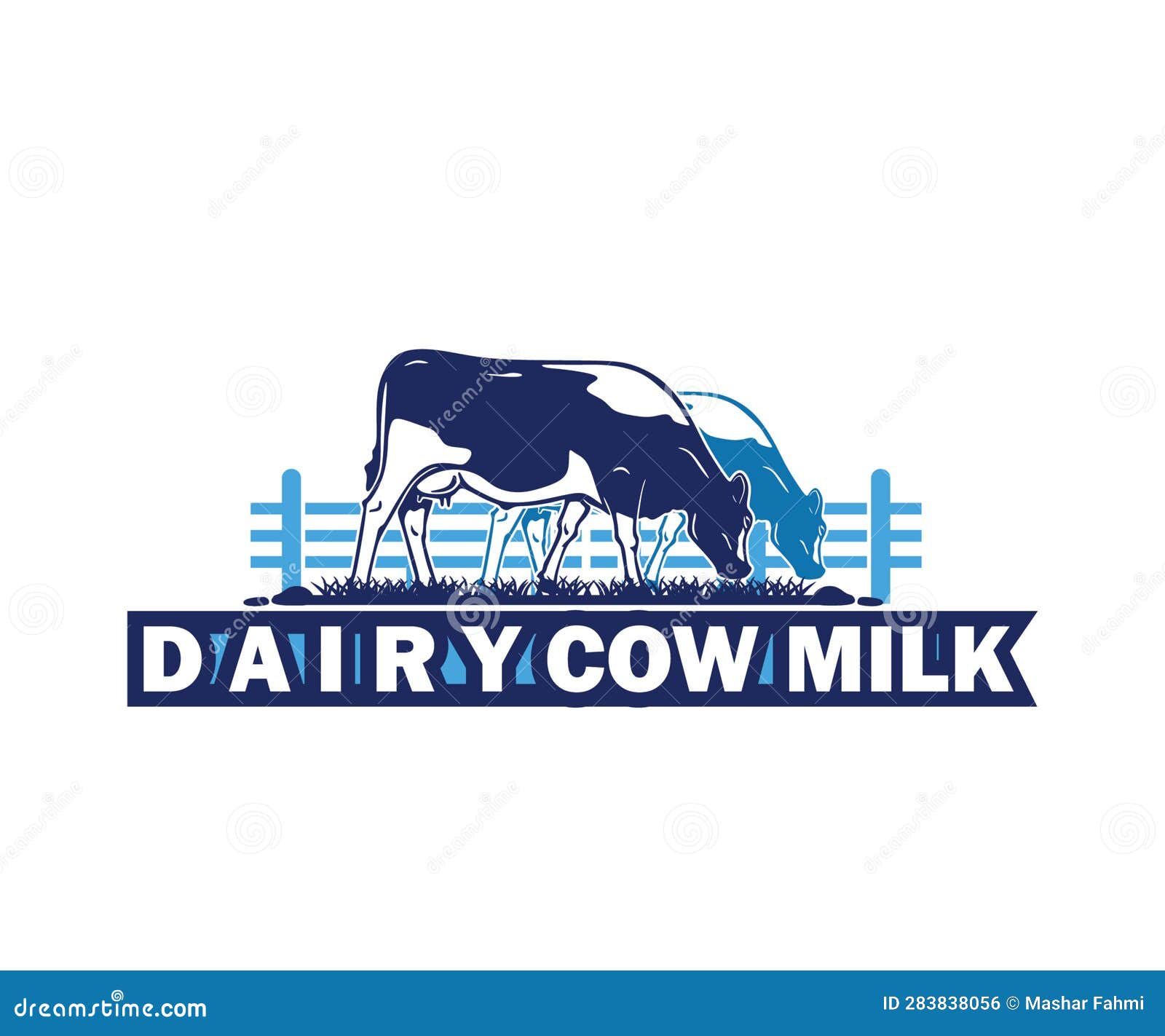 DAIRY COW MILK POSTER LOGO, HEALTHY CATTLE EATING GRASS Stock Vector ...