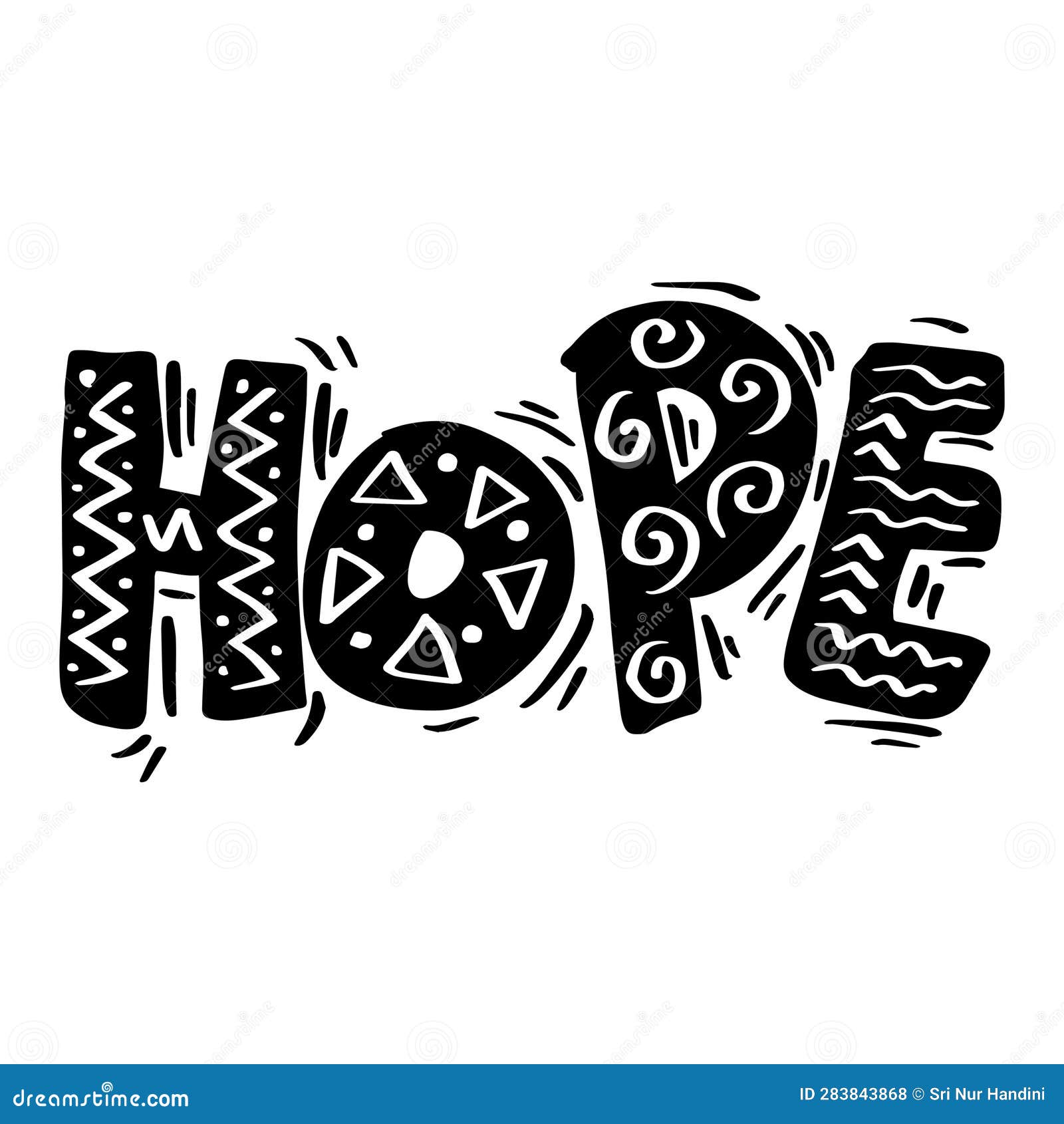 Hope Text Hand Lettering Typography. Stock Illustration - Illustration ...