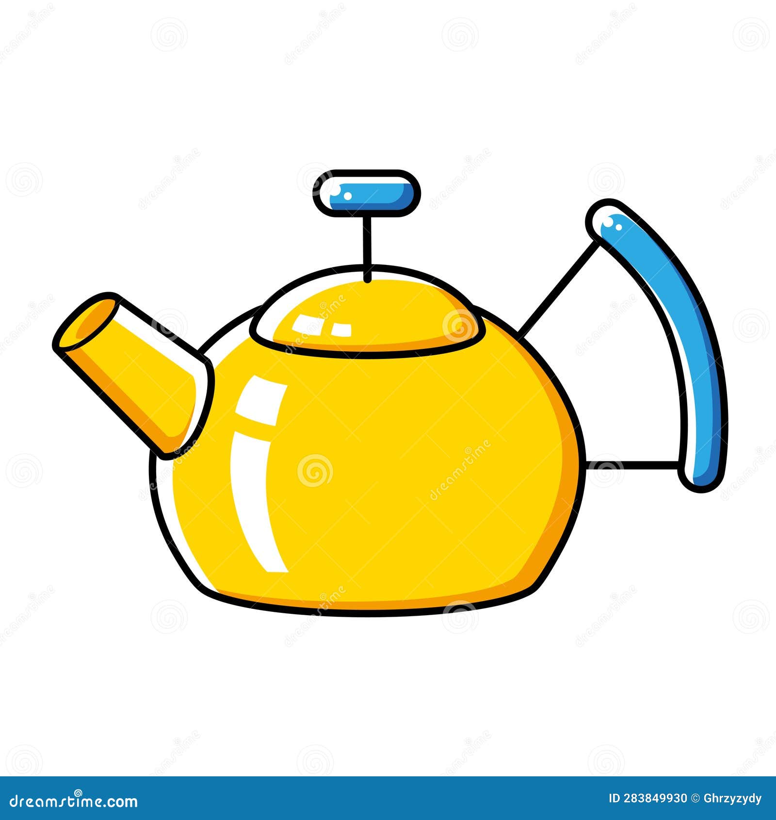 Yellow kettle isolated stock vector. Illustration of teapot - 283849930