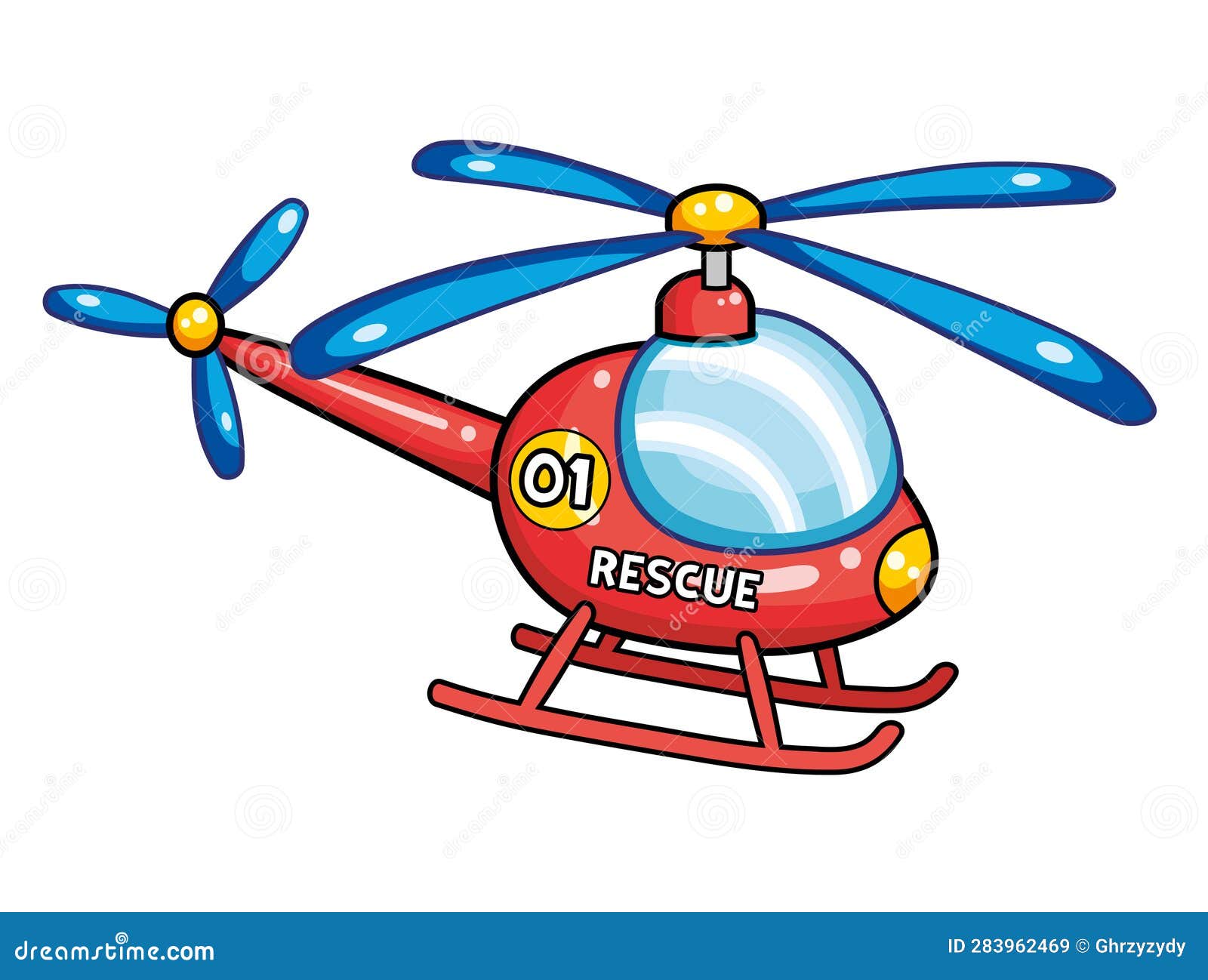 Red rescue helicopter stock vector. Illustration of cartoon - 283962469