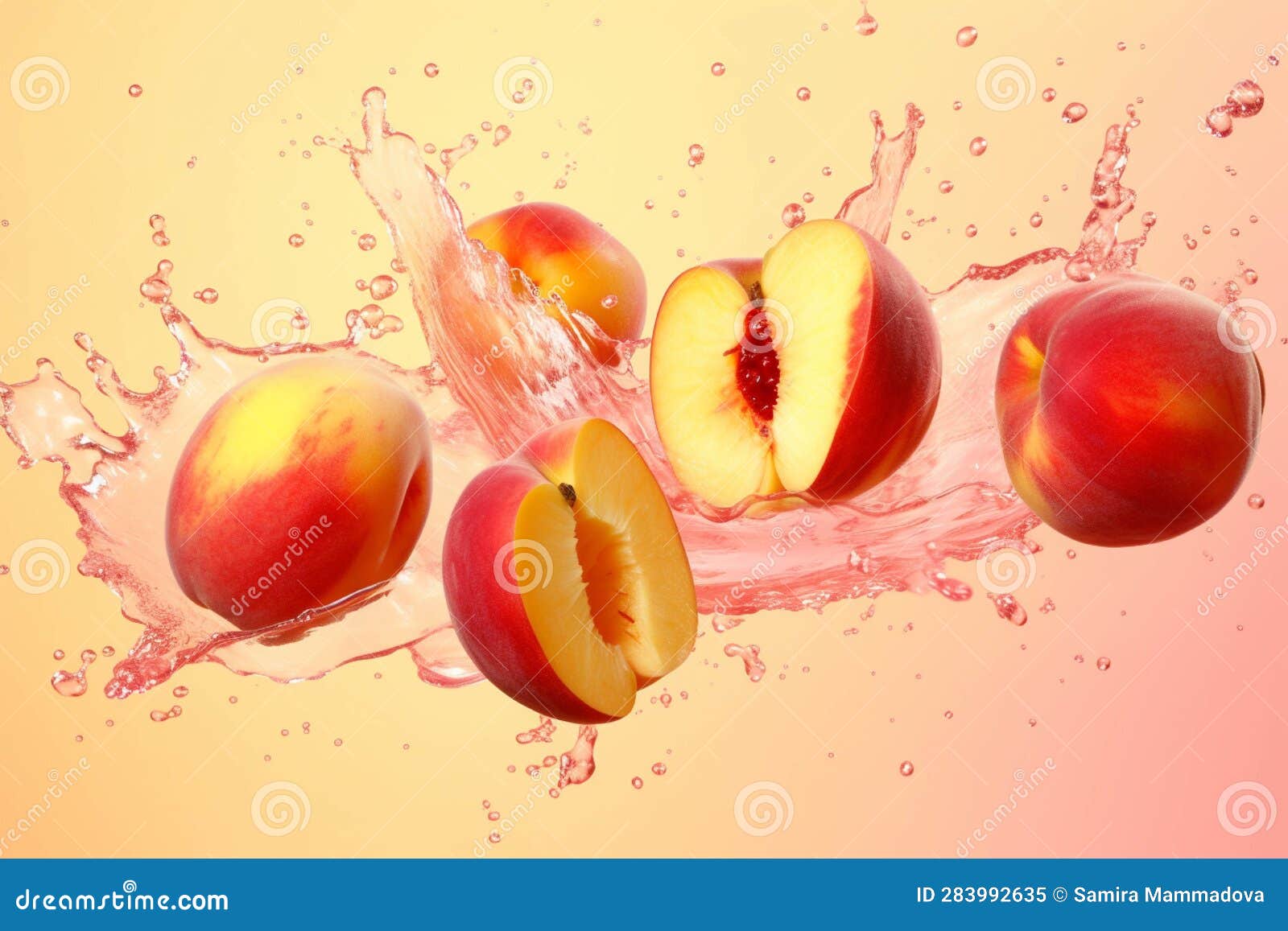 Peaches with Water Drops Isolated Stock Illustration - Illustration of ...