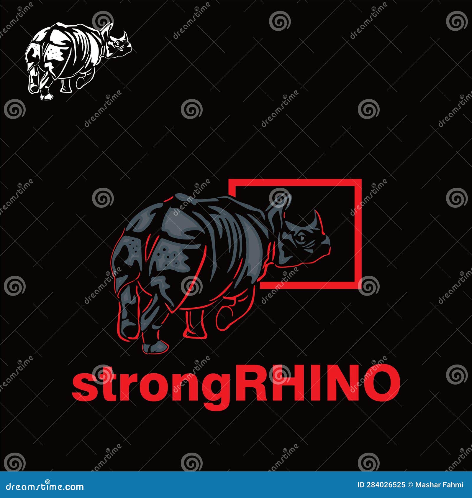 STRONG and BIG RHINO with RECTANGLE LOGO Stock Vector - Illustration of ...