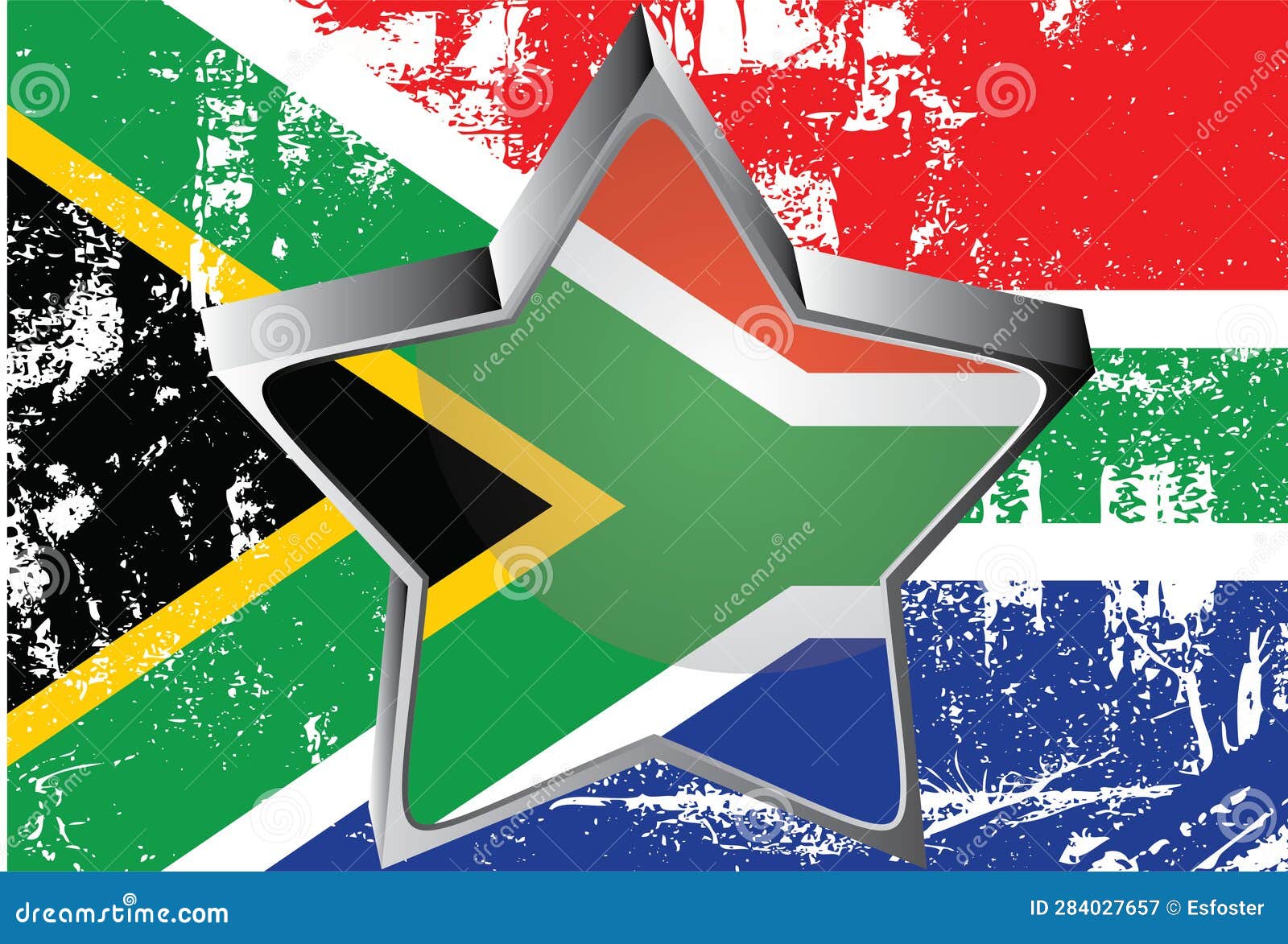 Banner South Africa Flag and Star Stock Illustration - Illustration of ...