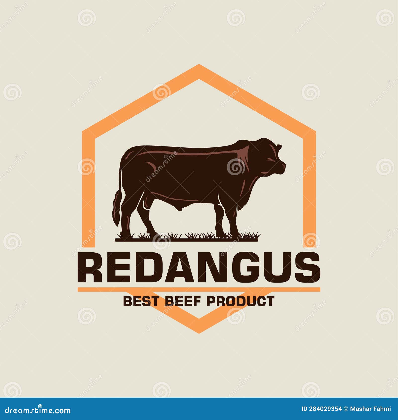 RED ANGUS BULL in HEXAGON LOGO Stock Vector - Illustration of xexagon ...