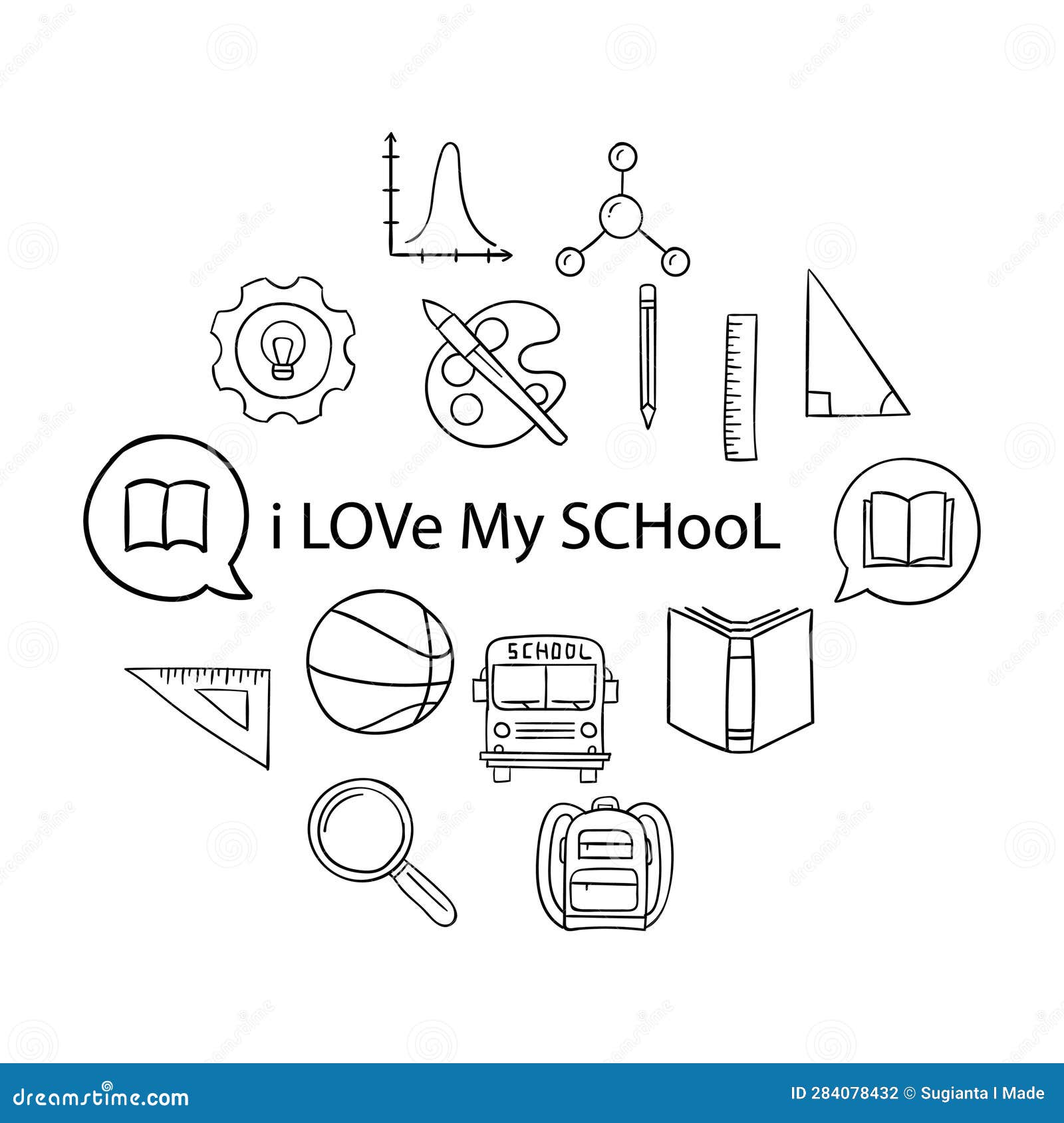 I love my school vector. stock vector. Illustration of suitable - 284078432