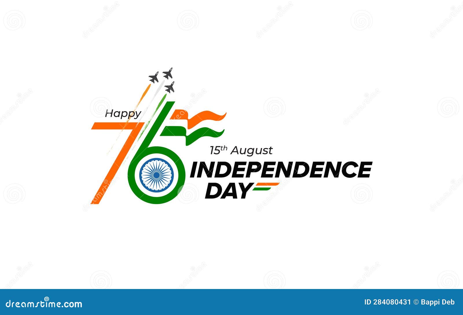 76th Happy Indian Independence Day Typographic Design Vector ...