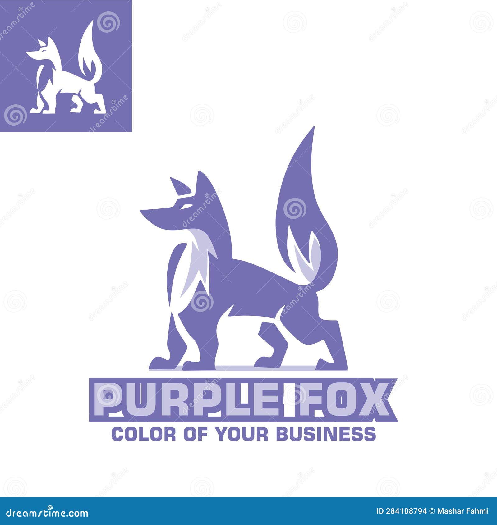 GREAT BRAVE PURPLE FOX STANDING LOGO Stock Vector - Illustration of ...