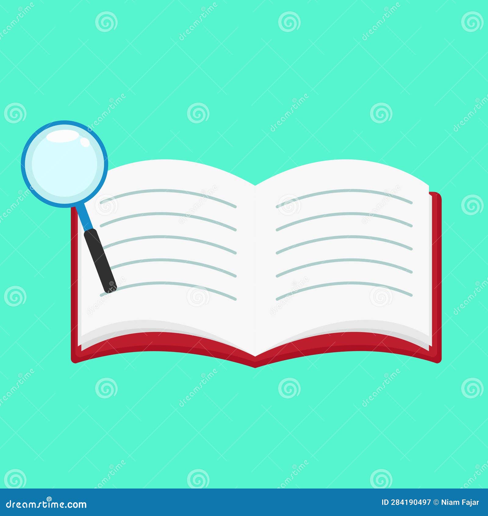 Vector Design of Book and Magnifying Glass Stock Vector - Illustration ...