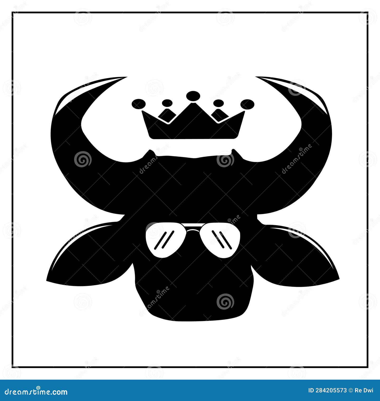 Vector Illustration Design of Bull Head Silhouette with Glasses and ...