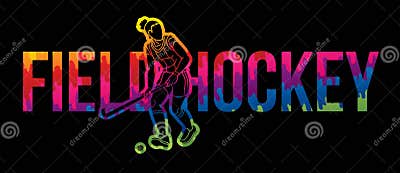 Field Hockey Text Designed with Female Player Cartoon Sport Stock ...