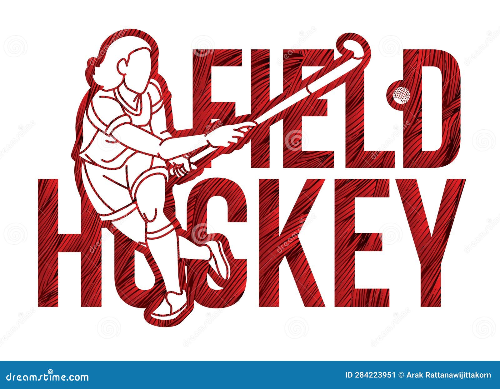 Field Hockey Text Designed with Female Player Cartoon Sport Stock ...