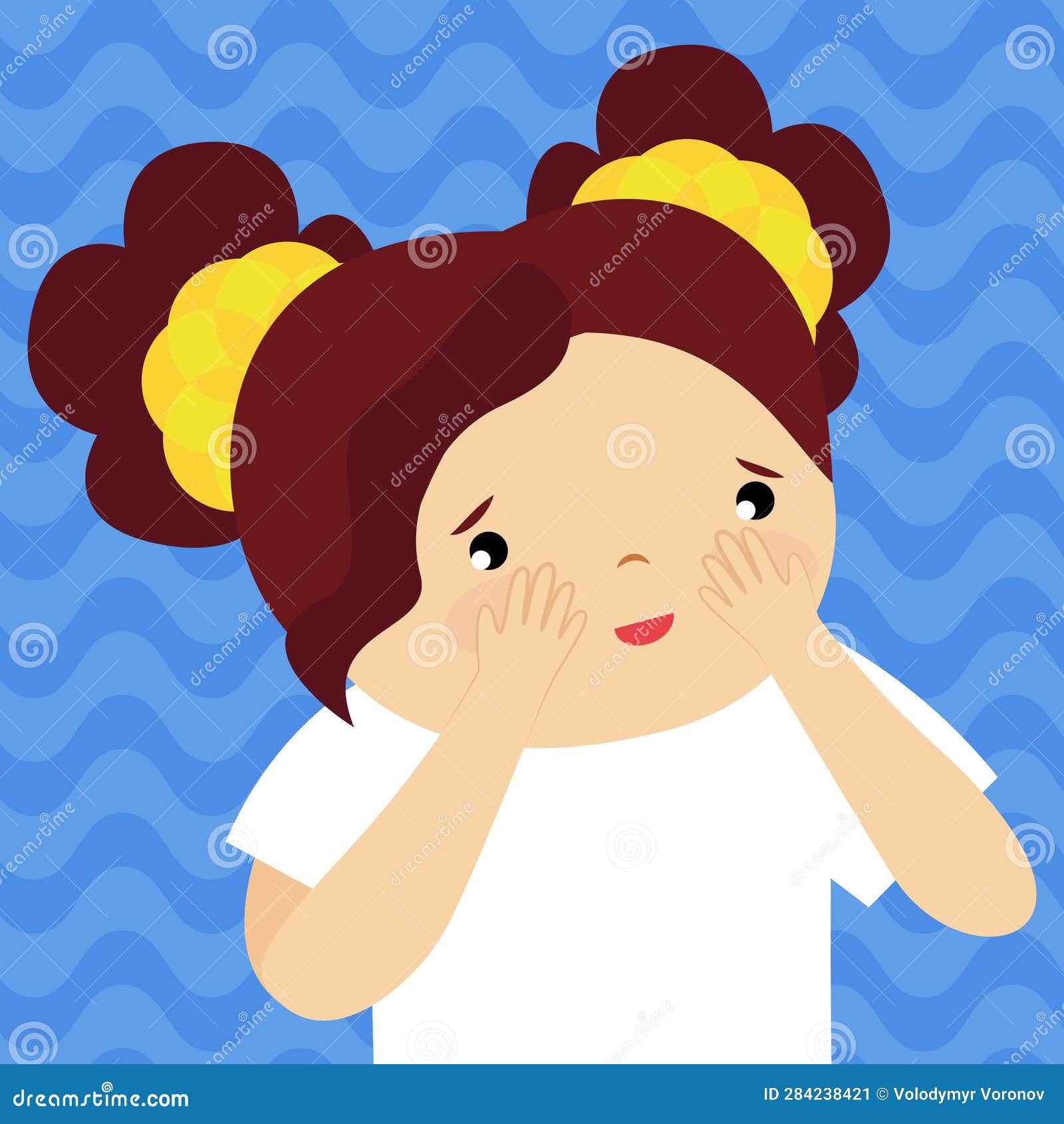 Cute Little Girl with Toothache. Cartoon Vector Illustration Stock ...