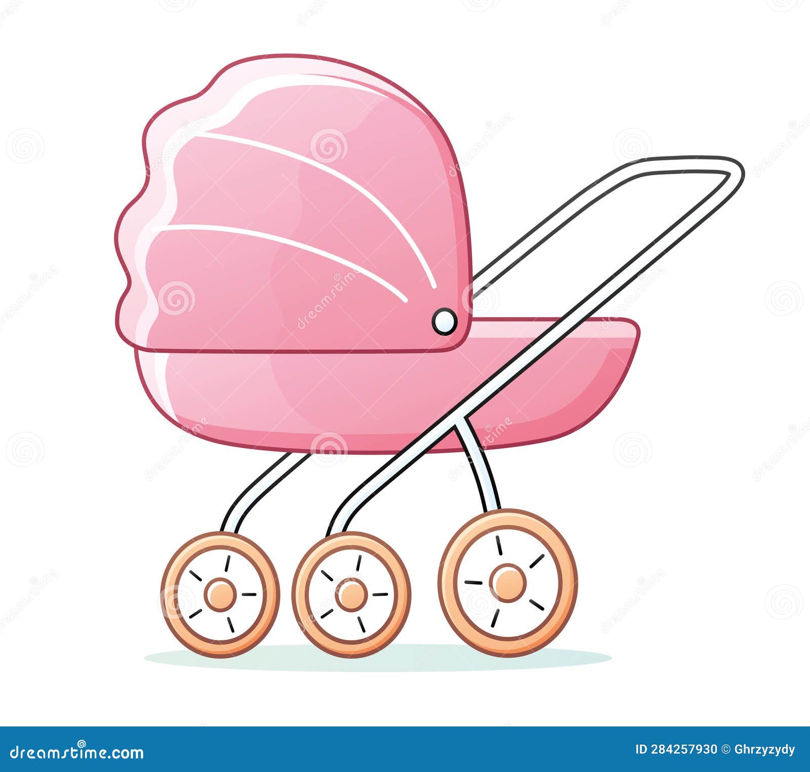 Pink baby stroller stock vector. Illustration of perambulator - 284257930