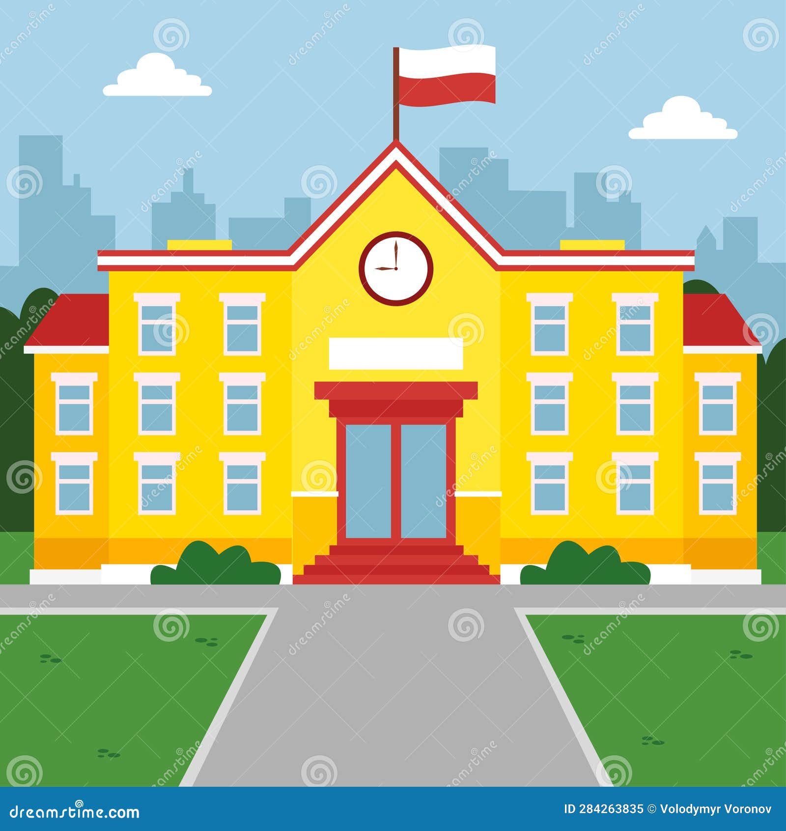 Polish School Building. Vector Illustration. Back To School. Stock ...