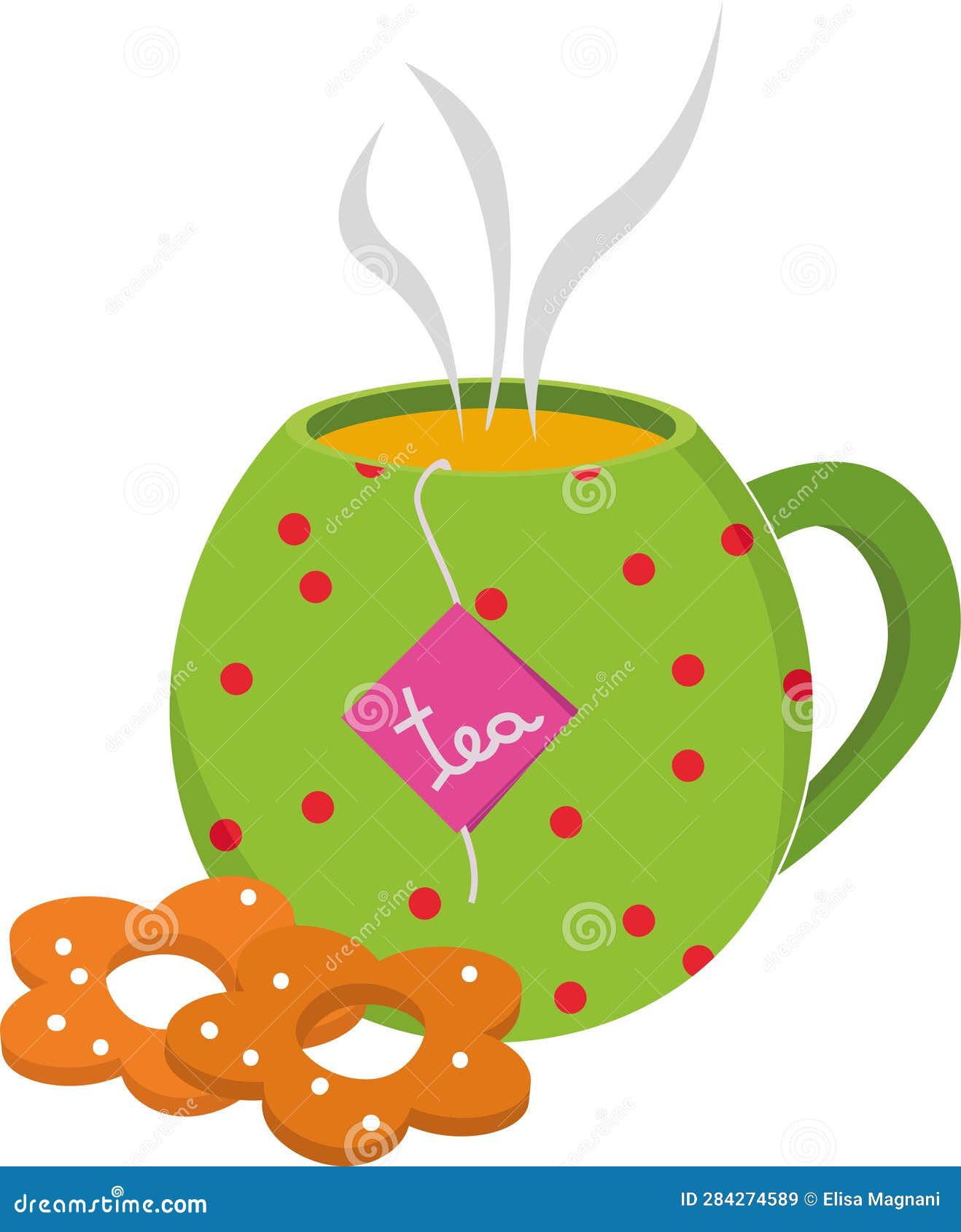 Cup of Tea with Two Biscuits. Stock Vector - Illustration of delicious ...