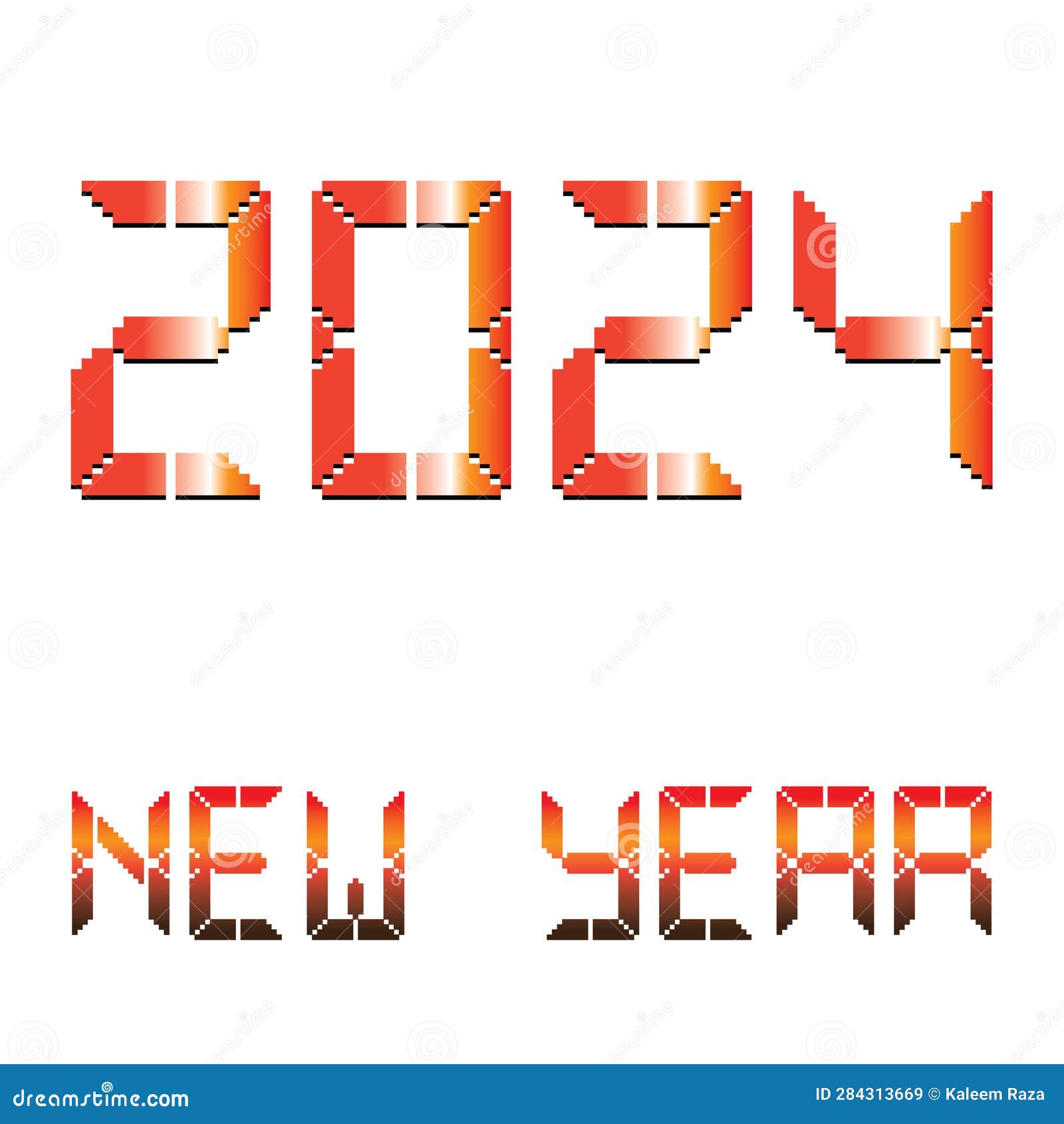 Simple 2024 New Year in Red Color Stock Vector - Illustration of ...