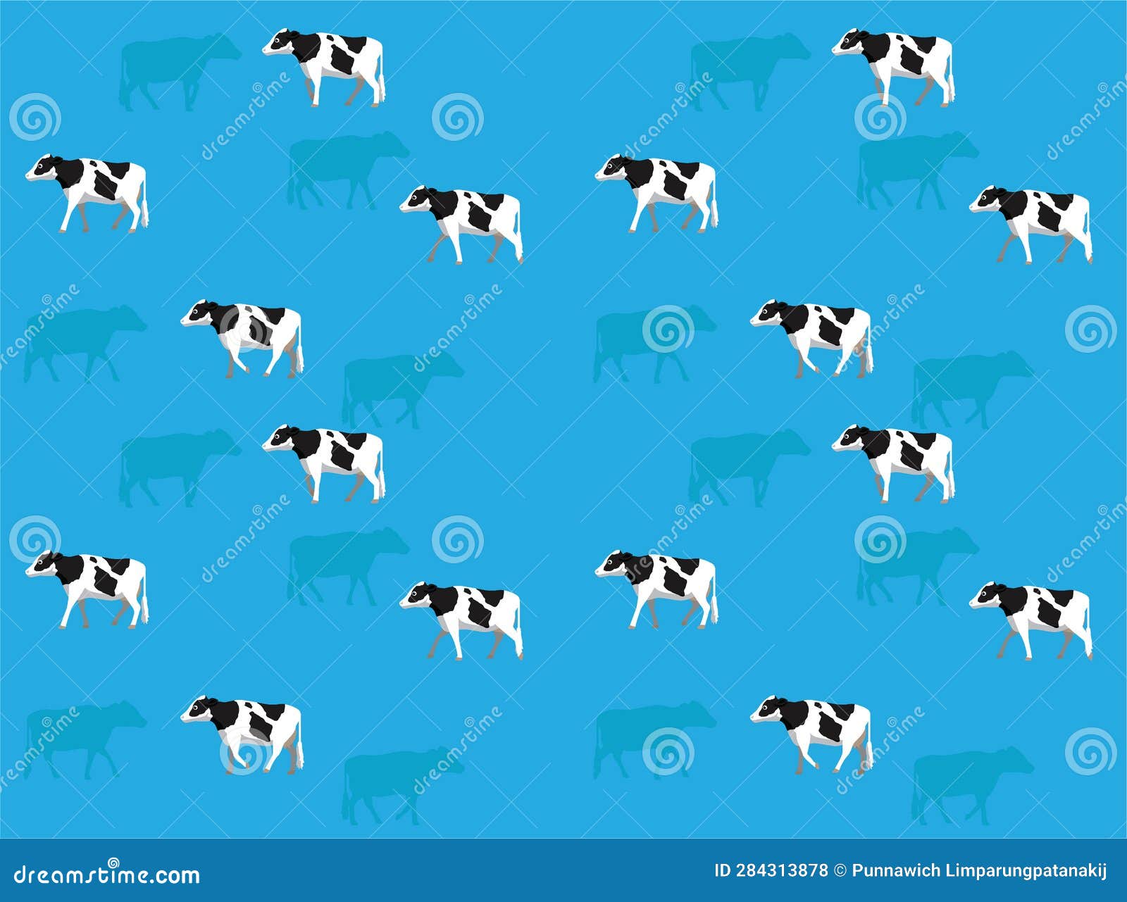 Cow Holstein Friesian Cute Cartoon Poses Seamless Wallpaper Background ...