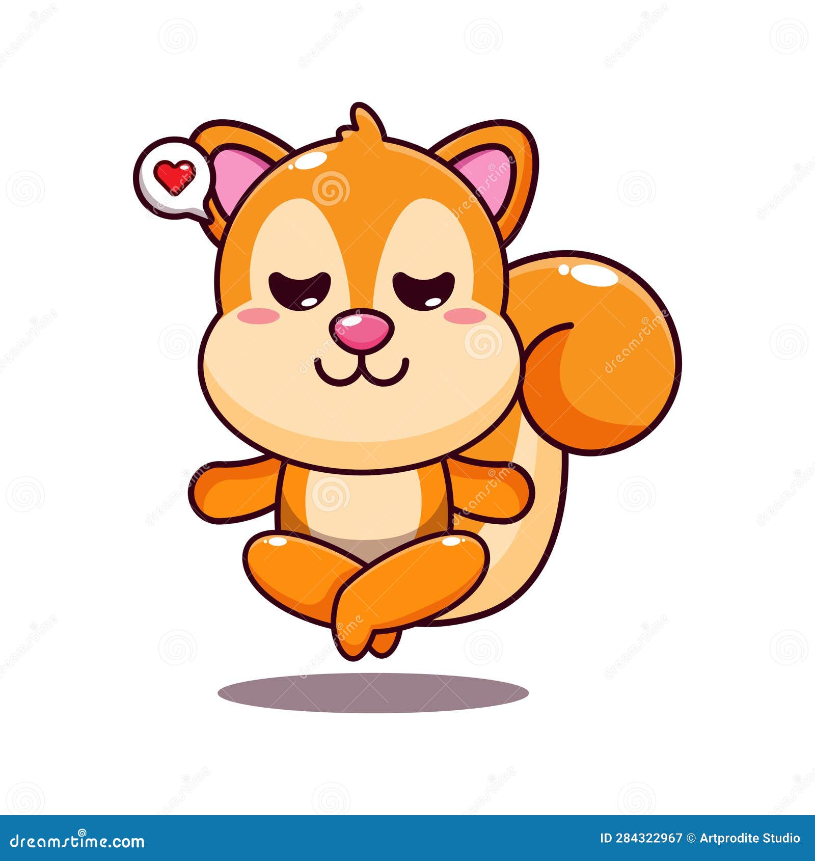 Cute Squirrel Doing Meditation Yoga Cartoon Vector Illustration. Stock ...