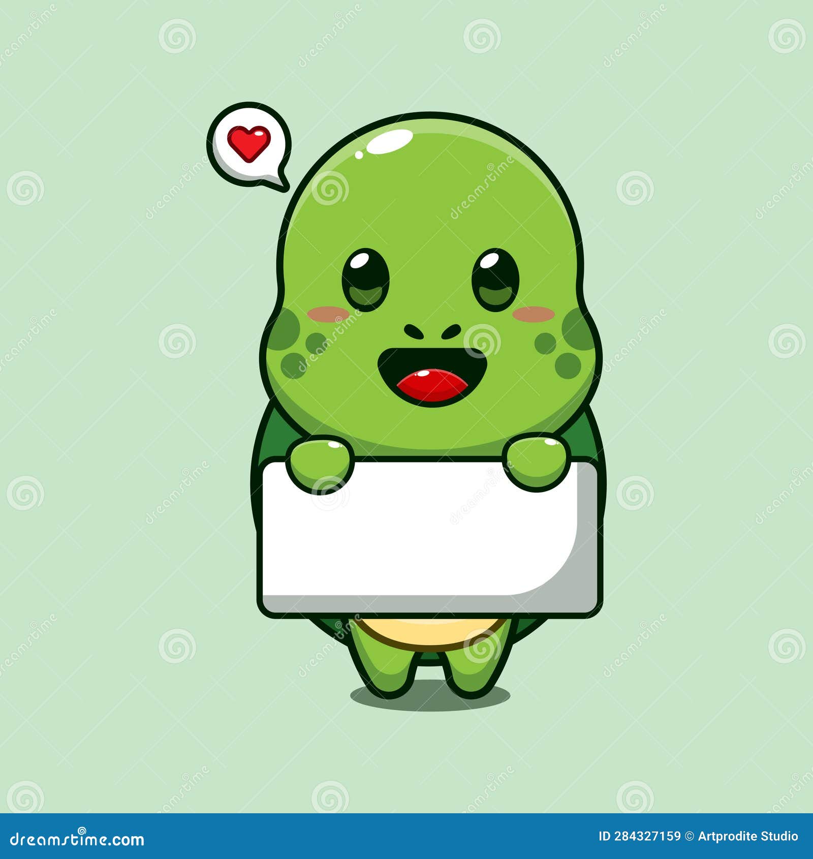 Cute Turtle Holding Greeting Banner Cartoon Vector Illustration. Stock ...