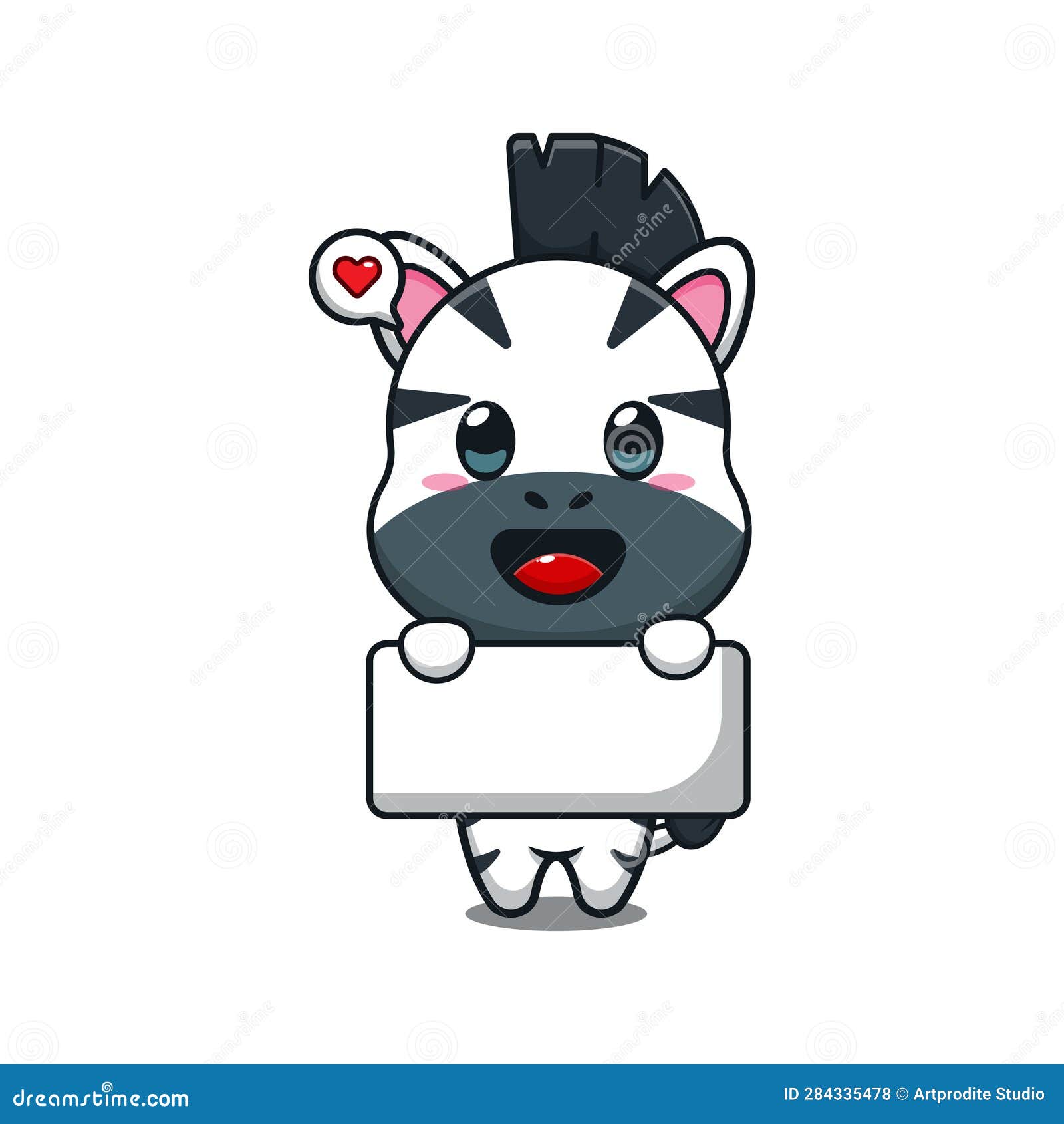 Cute Zebra Holding Greeting Banner Cartoon Vector Illustration. Stock ...