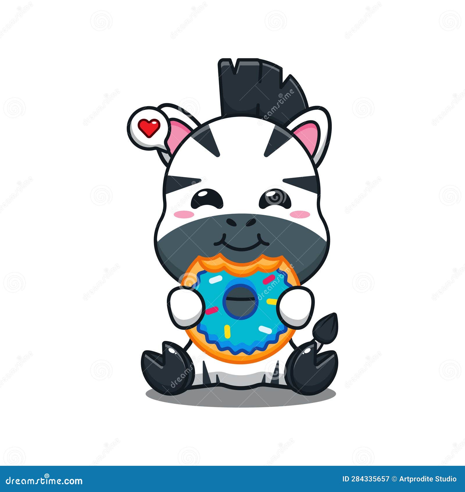 Cute Zebra Eating Donut Cartoon Vector Illustration. Stock Vector ...