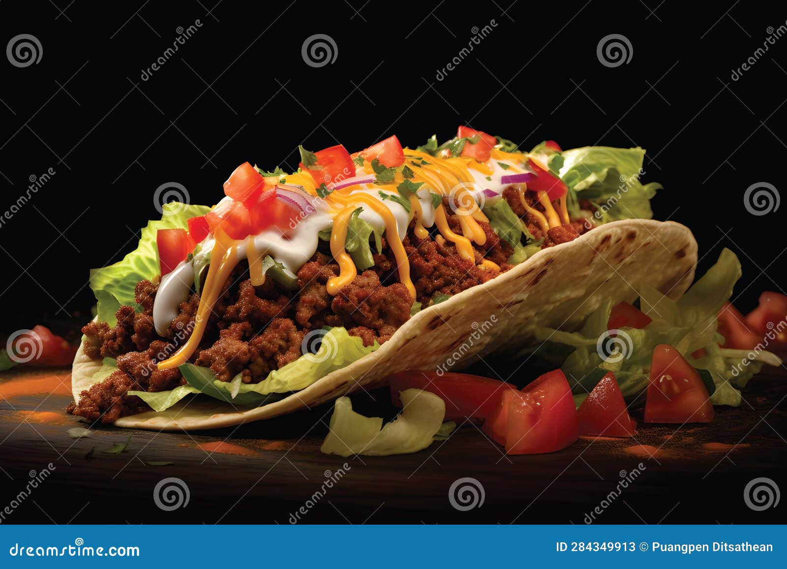 Homemade American Soft Shell Beef Tacos with Lettuce Tomato Cheese ...