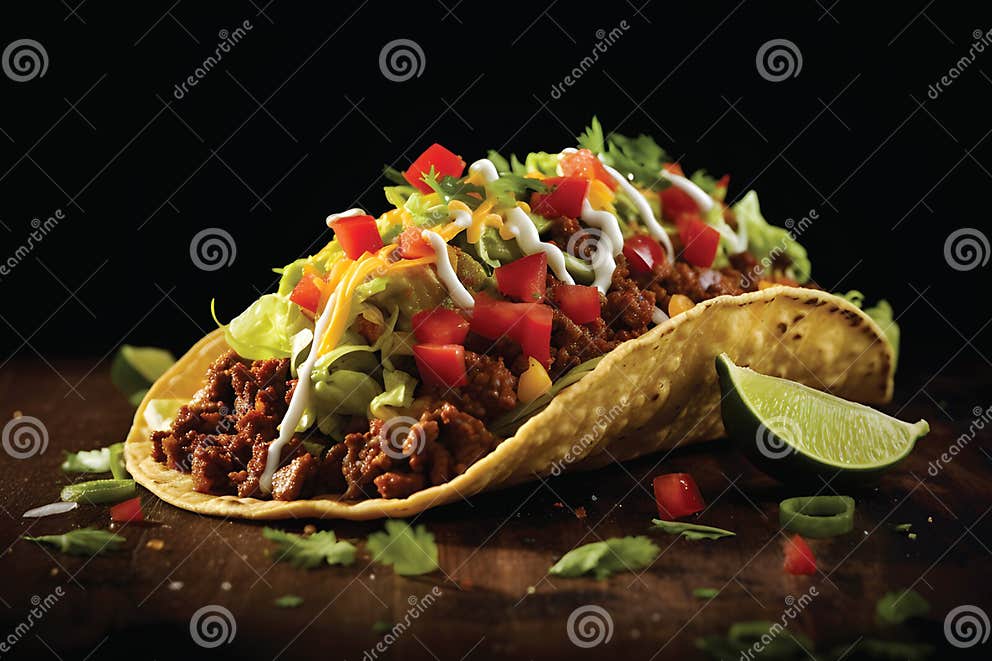 Homemade American Soft Shell Beef Tacos with Lettuce Tomato Cheese ...