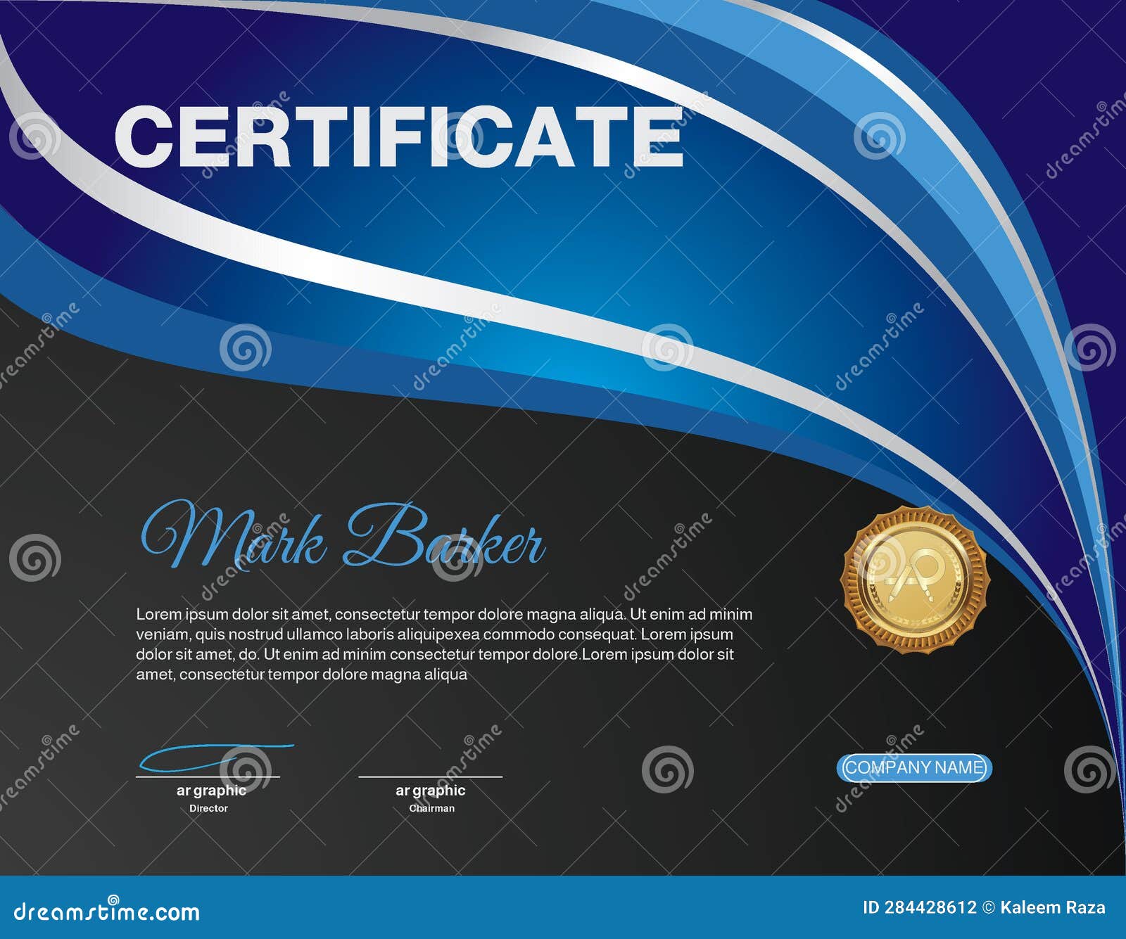 Completion Certificate for Diploma with Golden Logo Stock Vector ...