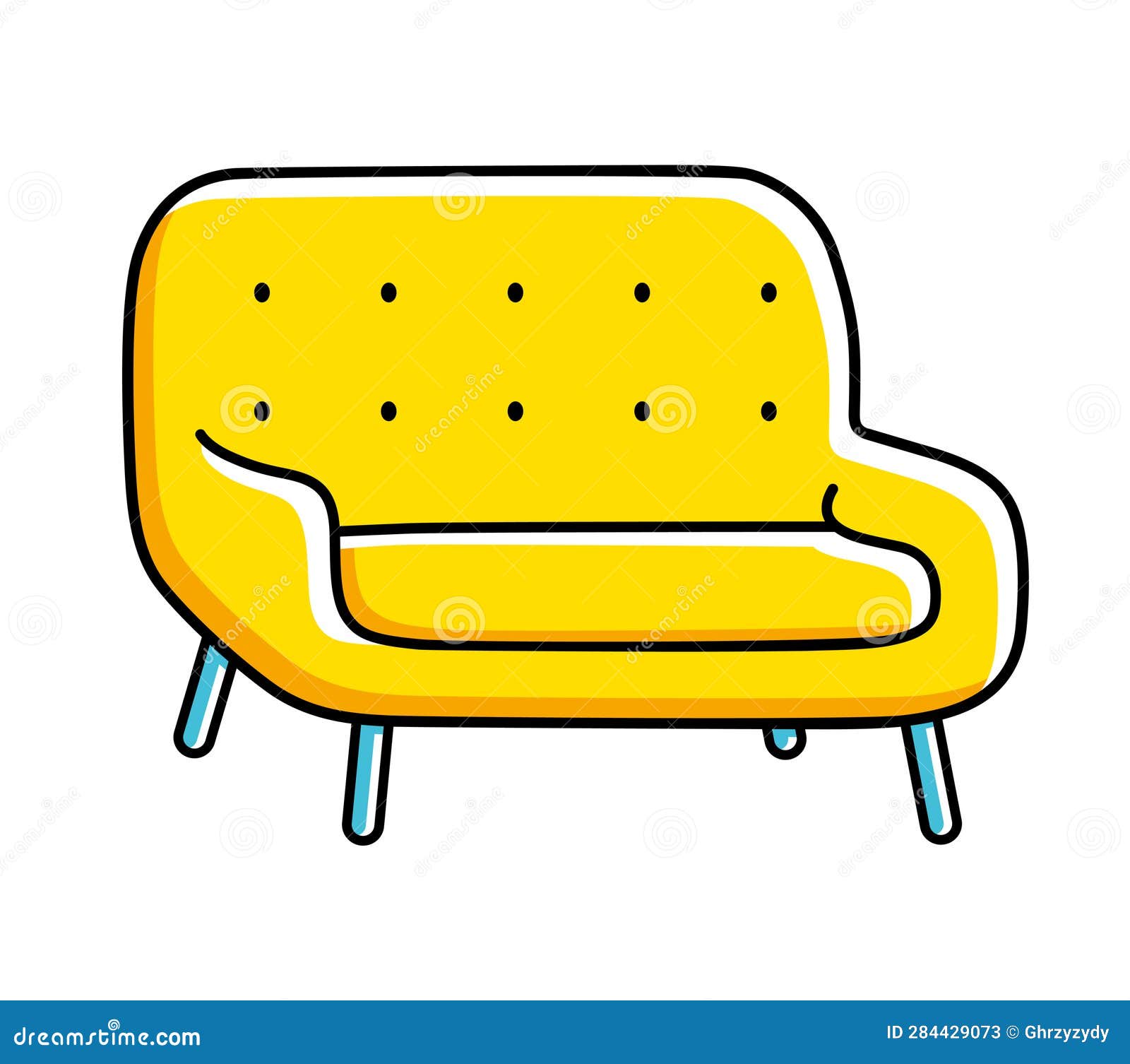 Yellow sofa isolated stock vector. Illustration of home - 284429073