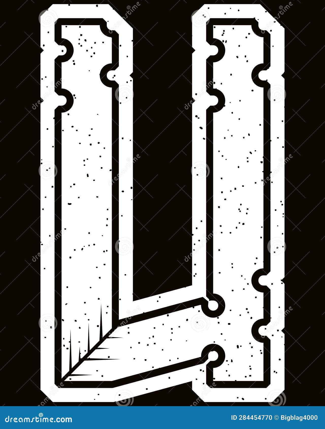 Decorative Grunge Letter on Black Background.Custom Vector Font. Stock ...