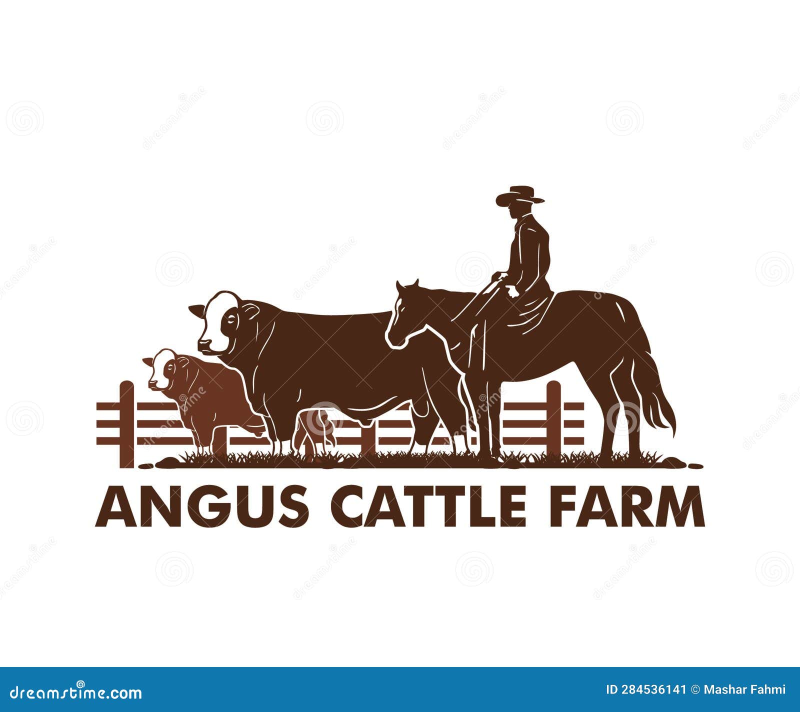 ANGUS CATTLE FARM with COWBOY LOGO Stock Vector - Illustration of ...