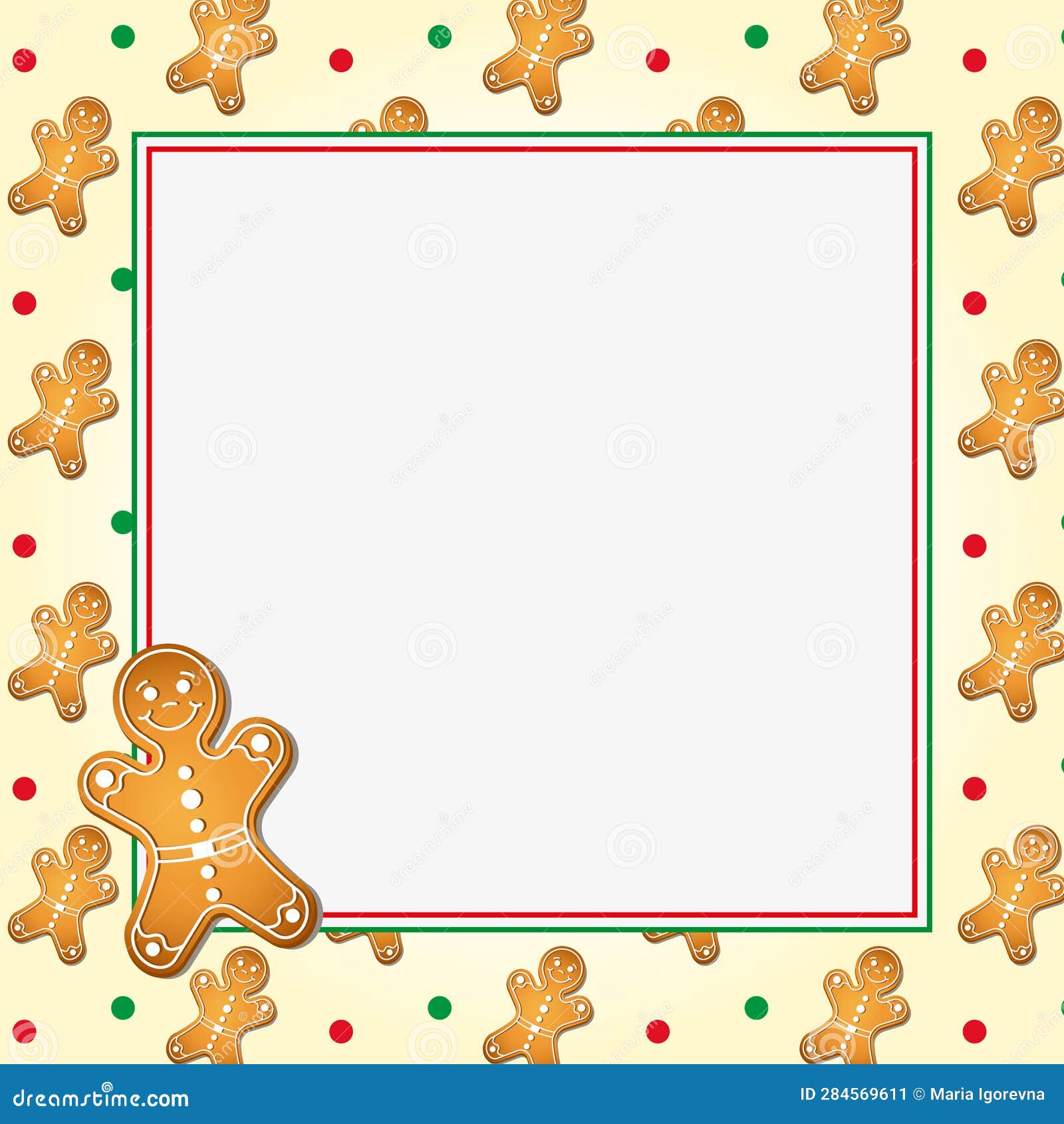 Gingerbread Christmas Frame, Happy Man Cookie for Santa. Print for ...