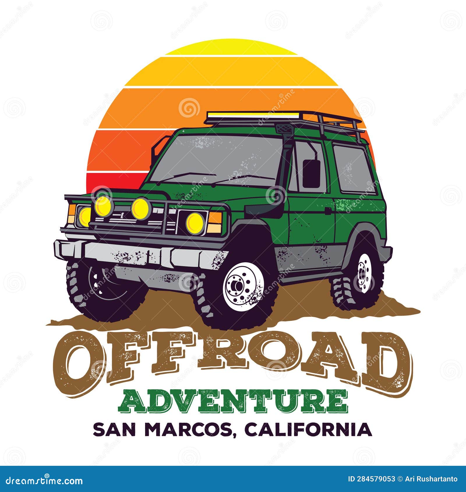 Off Road Vehicle Vector Illustration in Retro Style Design Stock Vector ...
