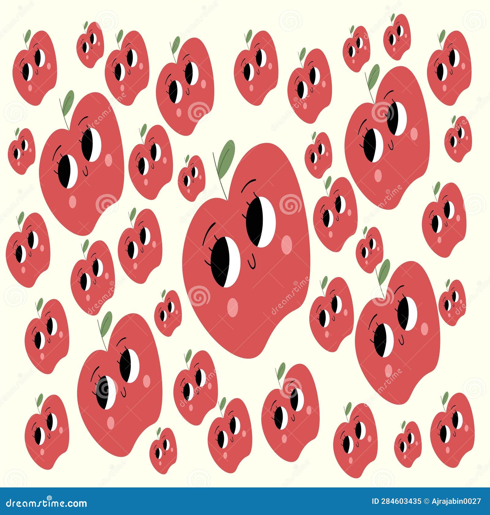 Cute Apple Pattern stock illustration. Illustration of pattern - 284603435